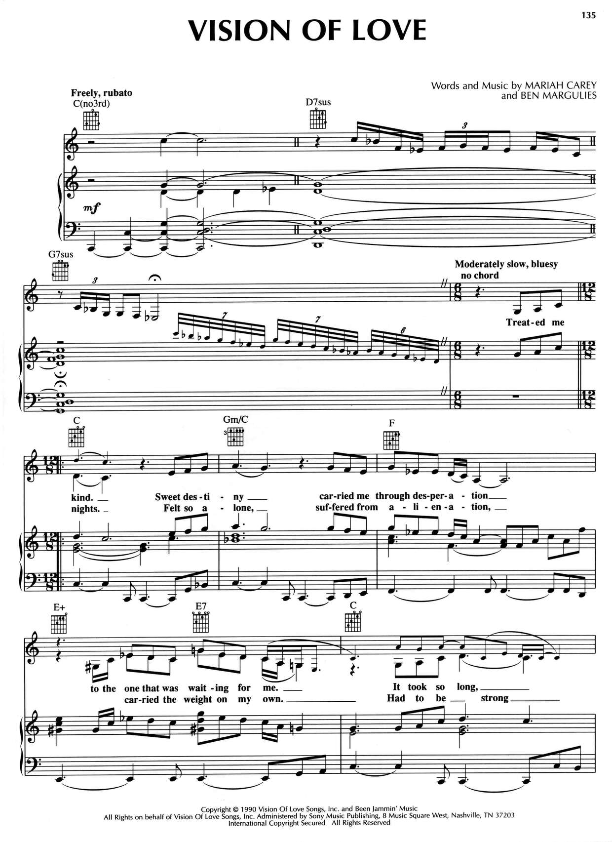 Mariah Carey-Vision Of Love Sheet Music pdf, - Free Score Download ★