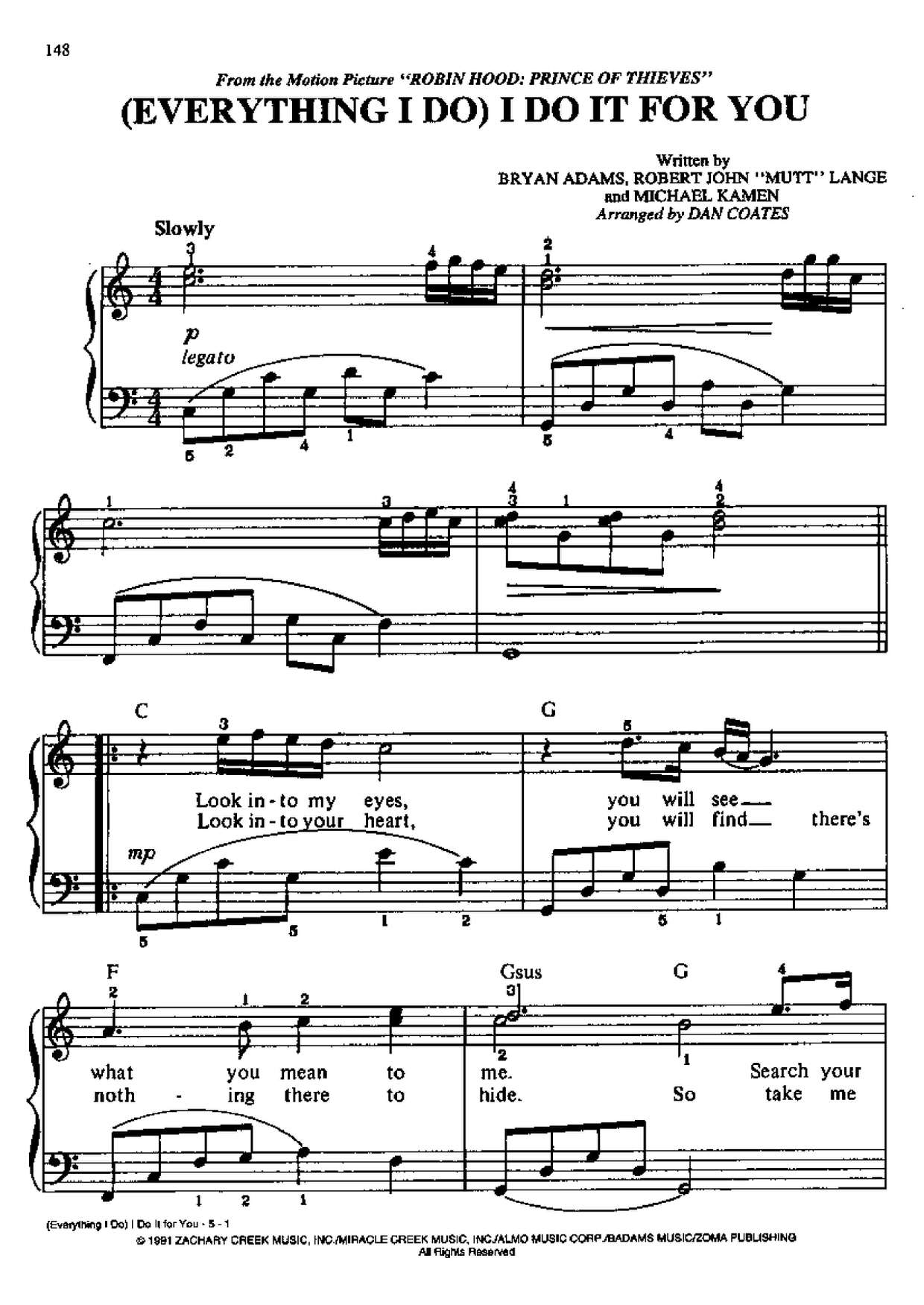 Bryan Adams-(Everything I Do) I Do It For You Sheet Music pdf, - Free ...