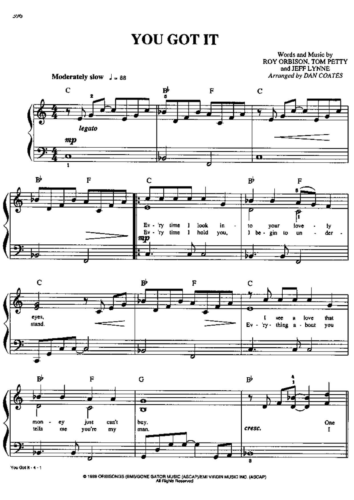 Roy Orbison-You Got It Sheet Music pdf, - Free Score Download ★