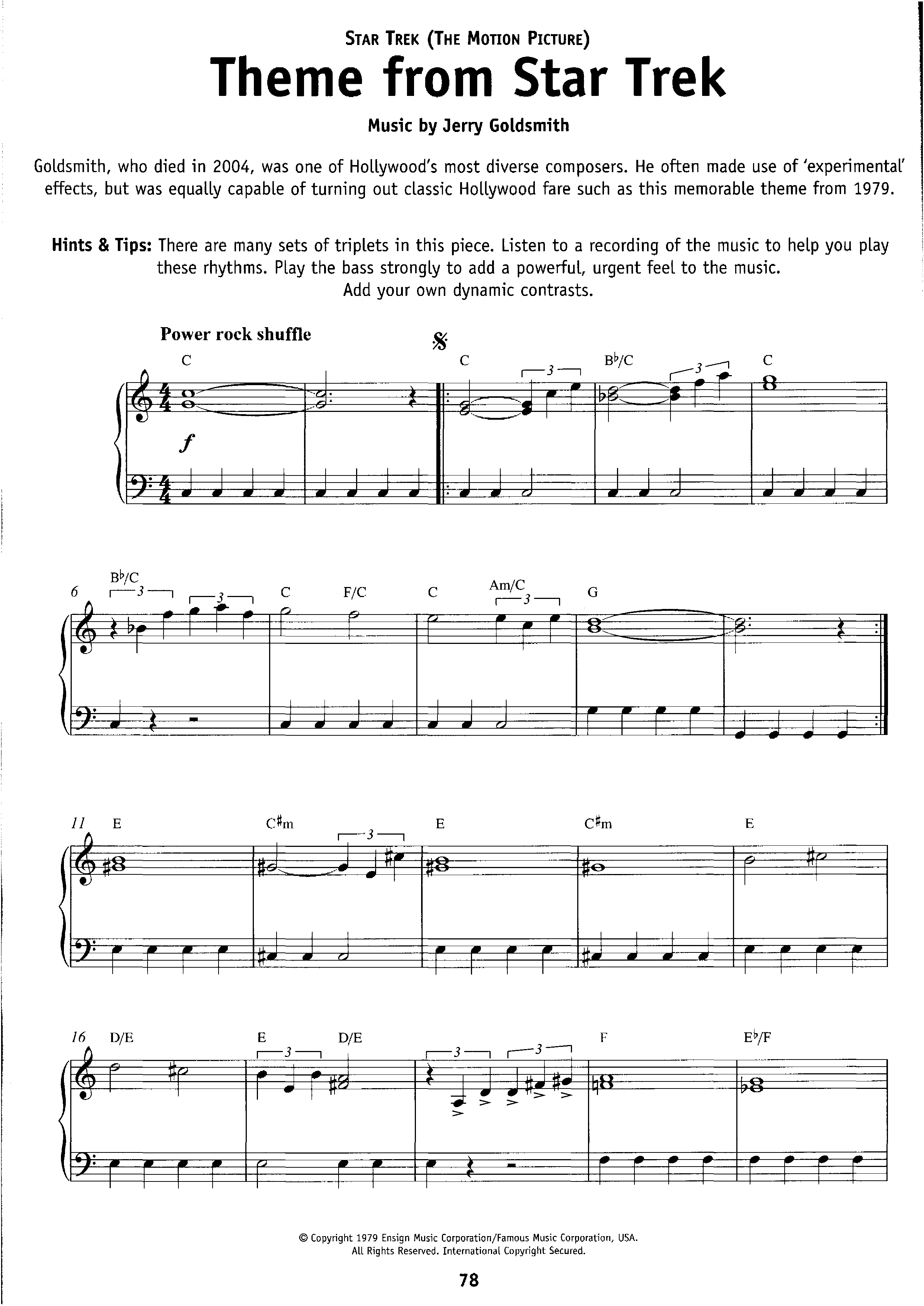 Alexander Courage-Star Trek 琴譜/五線譜pdf-香港流行鋼琴協會琴譜下載 ★