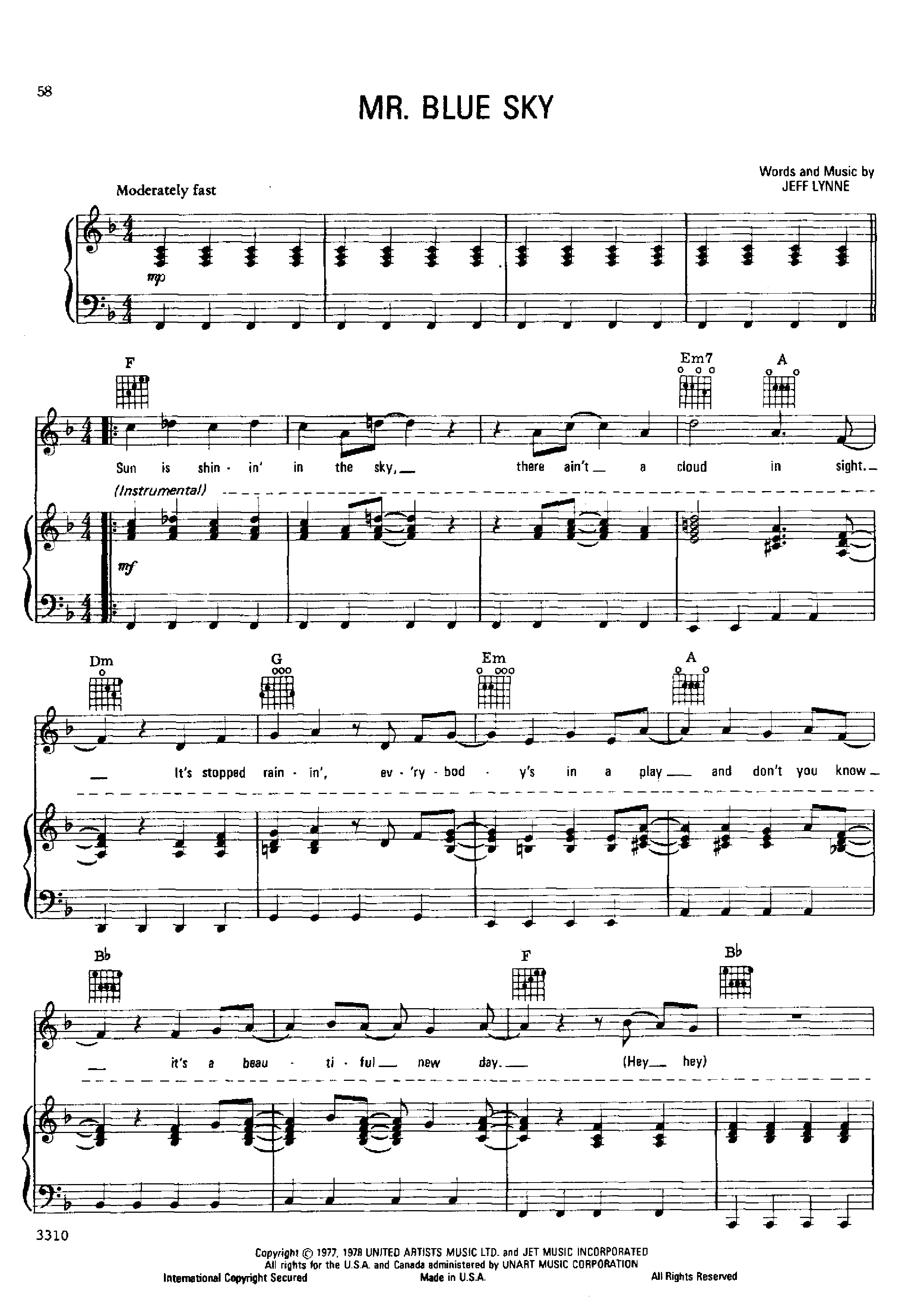 Mr. Blue Sky- PDF無料ピアノ譜 gakufu - 香港ポップピアノ協会 ★