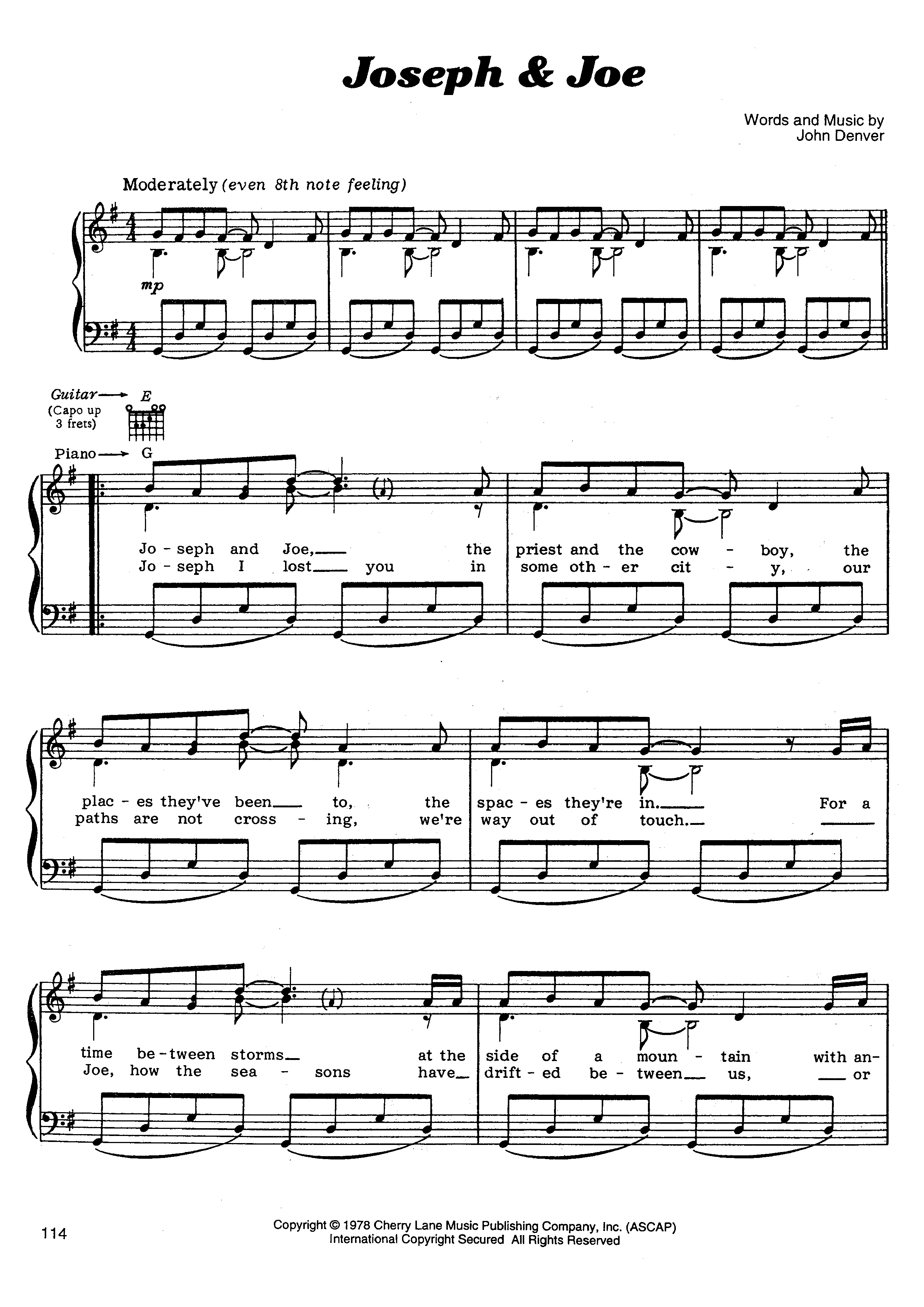 John Denver-Joseph & Joe Sheet Music pdf, - Free Score Download ★