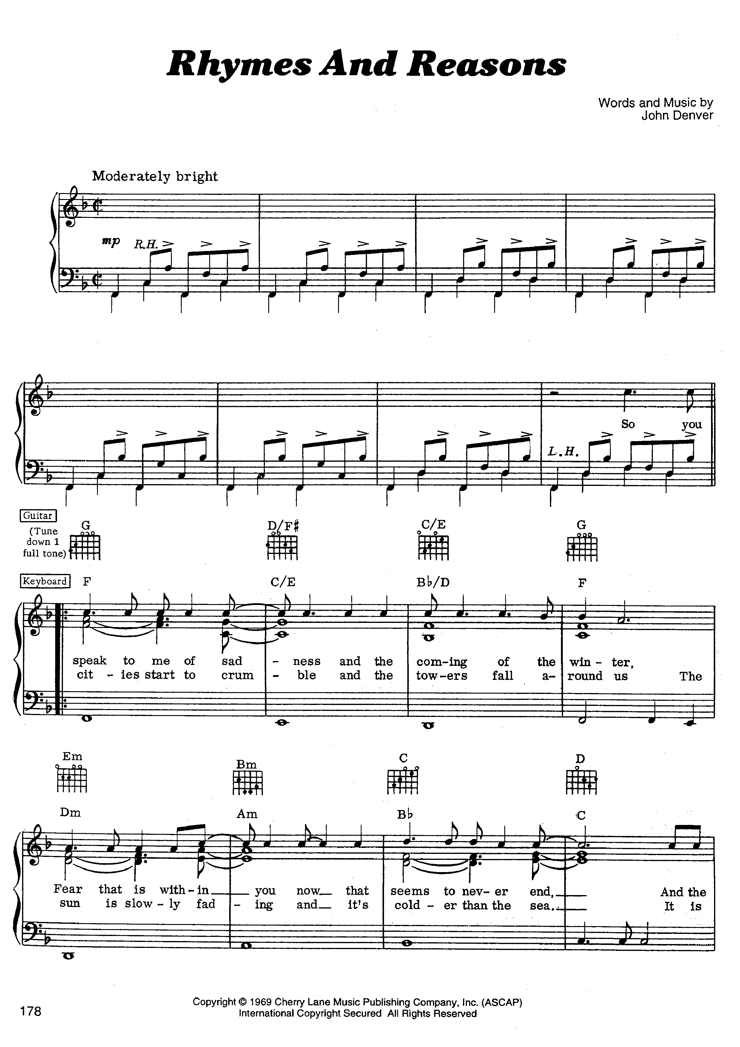 John Denver-Rhymes And Reasons Sheet Music pdf, - Free Score Download ★