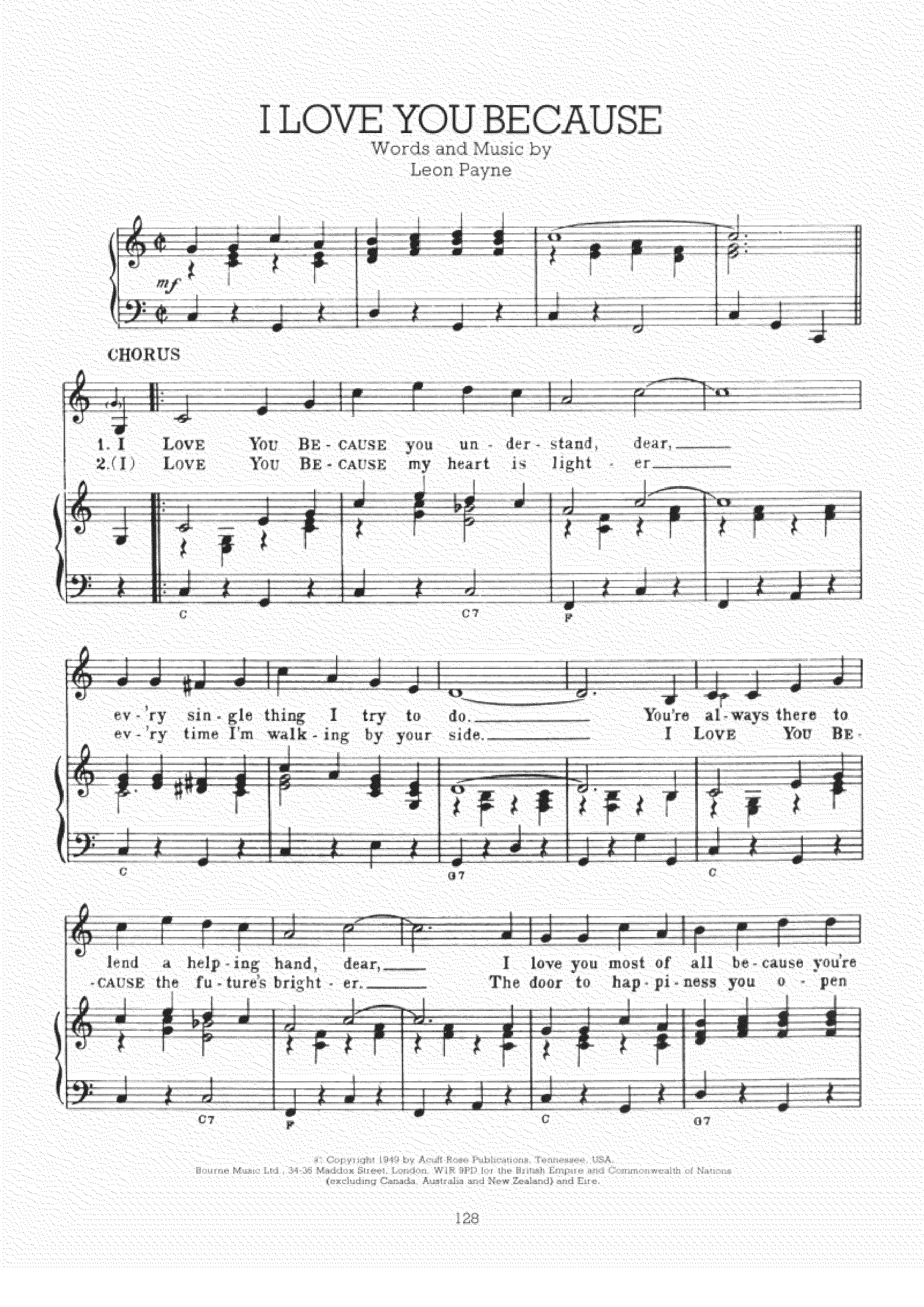 Elvis Presley-I Love You Because Sheet Music pdf, - Free Score Download ★