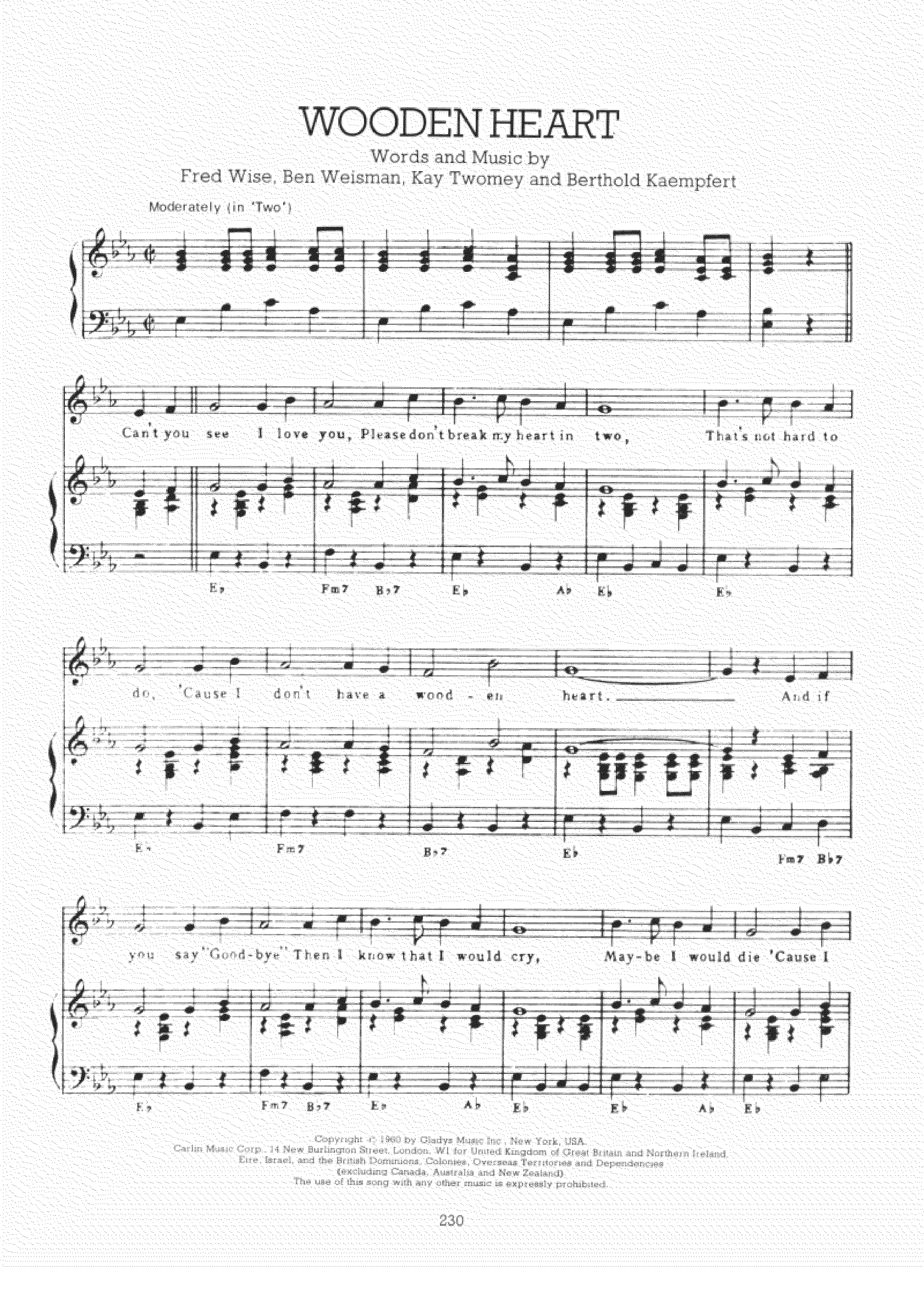 Wooden Heart- PDF琴譜免費下載 | 香港流行鋼琴協會 ★