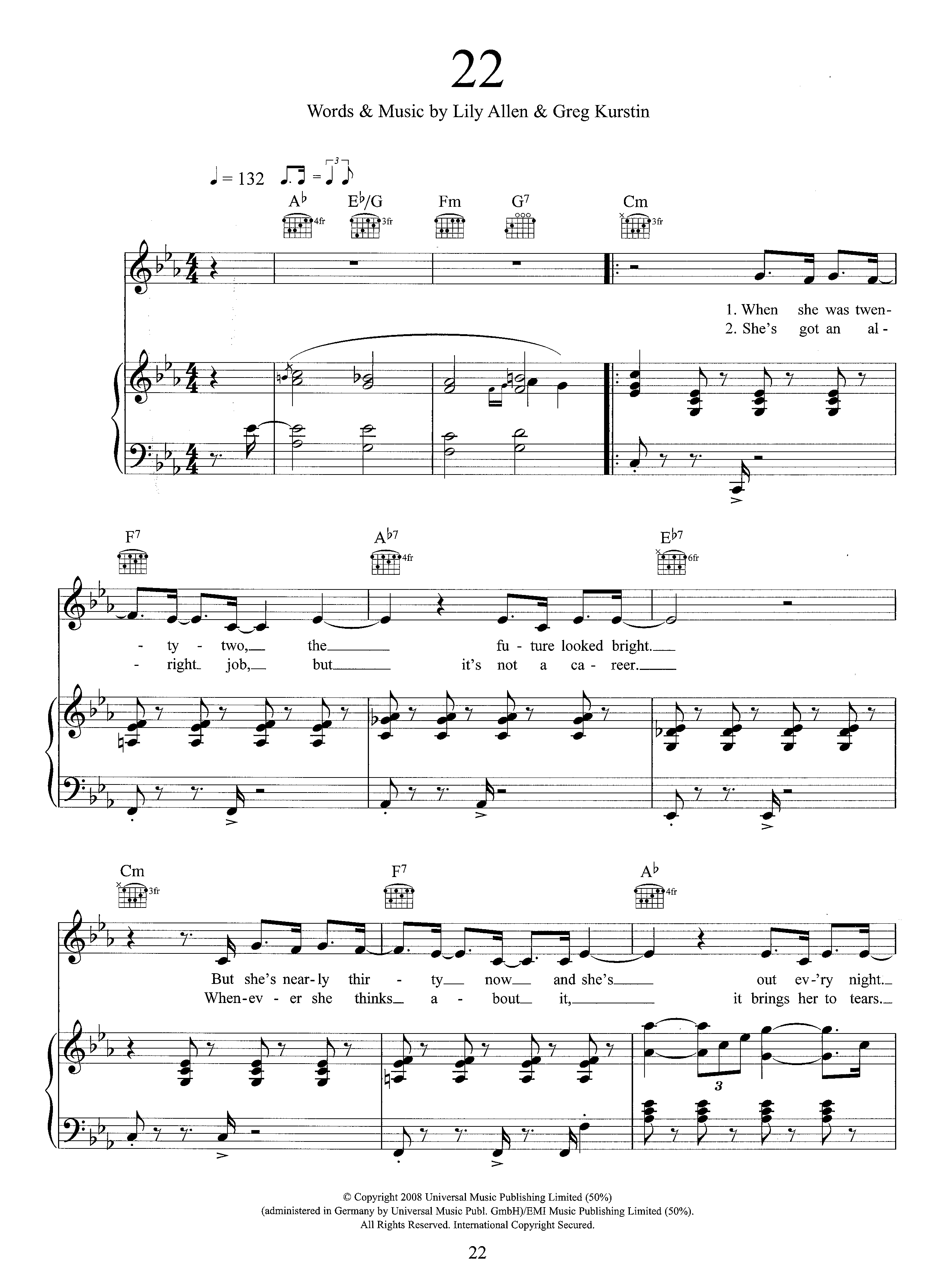 22 - Sheet Music / Piano Score Free PDF Download - HK Pop Piano Academy ★