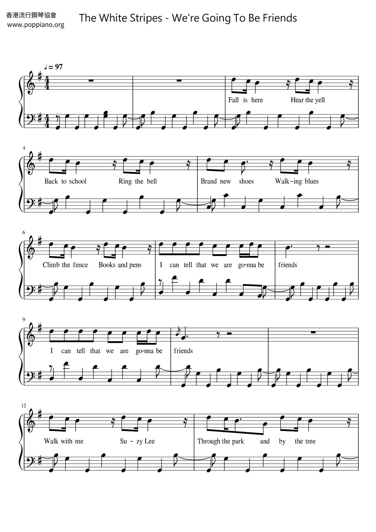The White Stripes-We're Going to Be Friends Sheet Music pdf, - Free ...