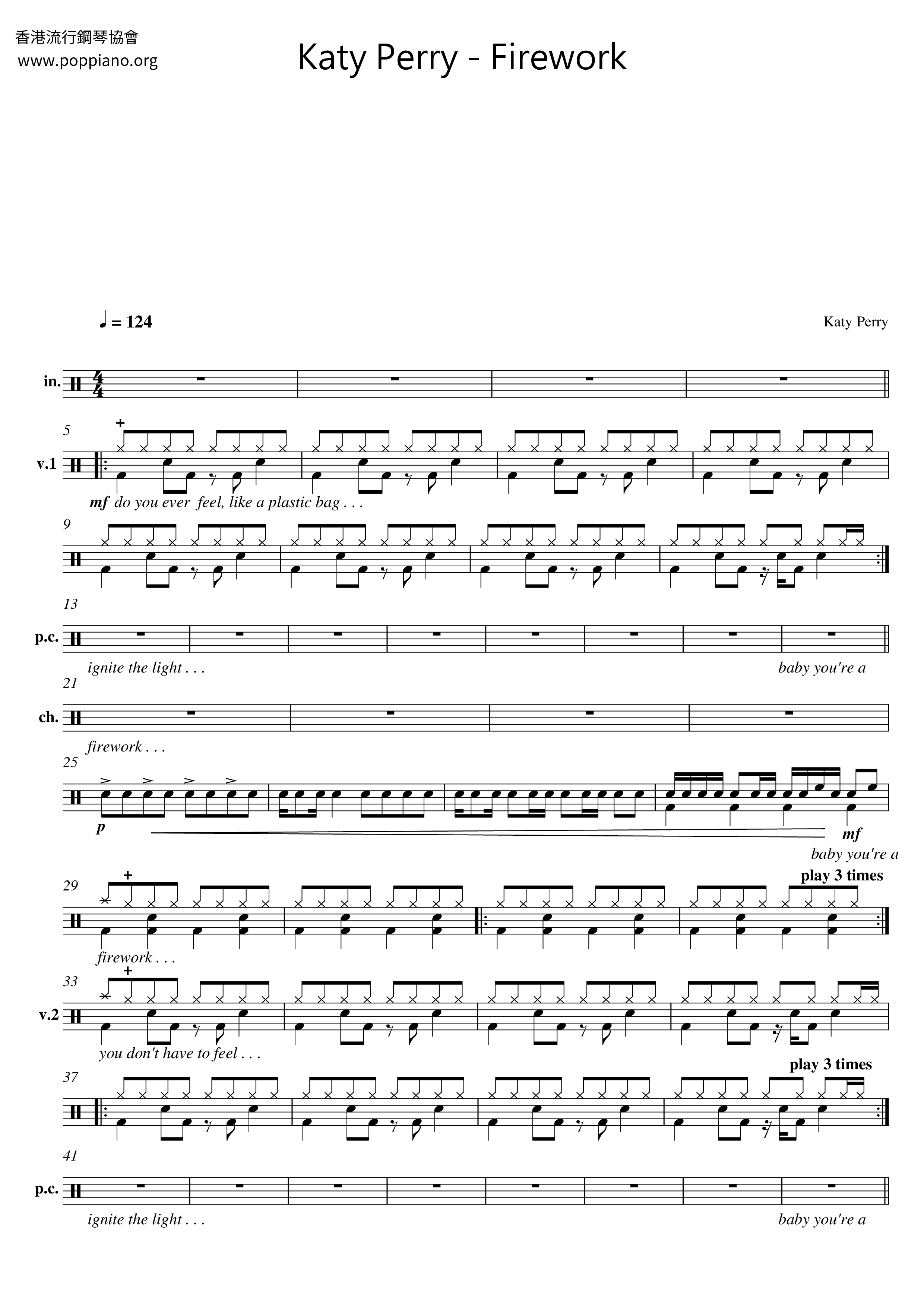 Firework - Sheet Music / Piano Score Free PDF Download - HK Pop Piano ...