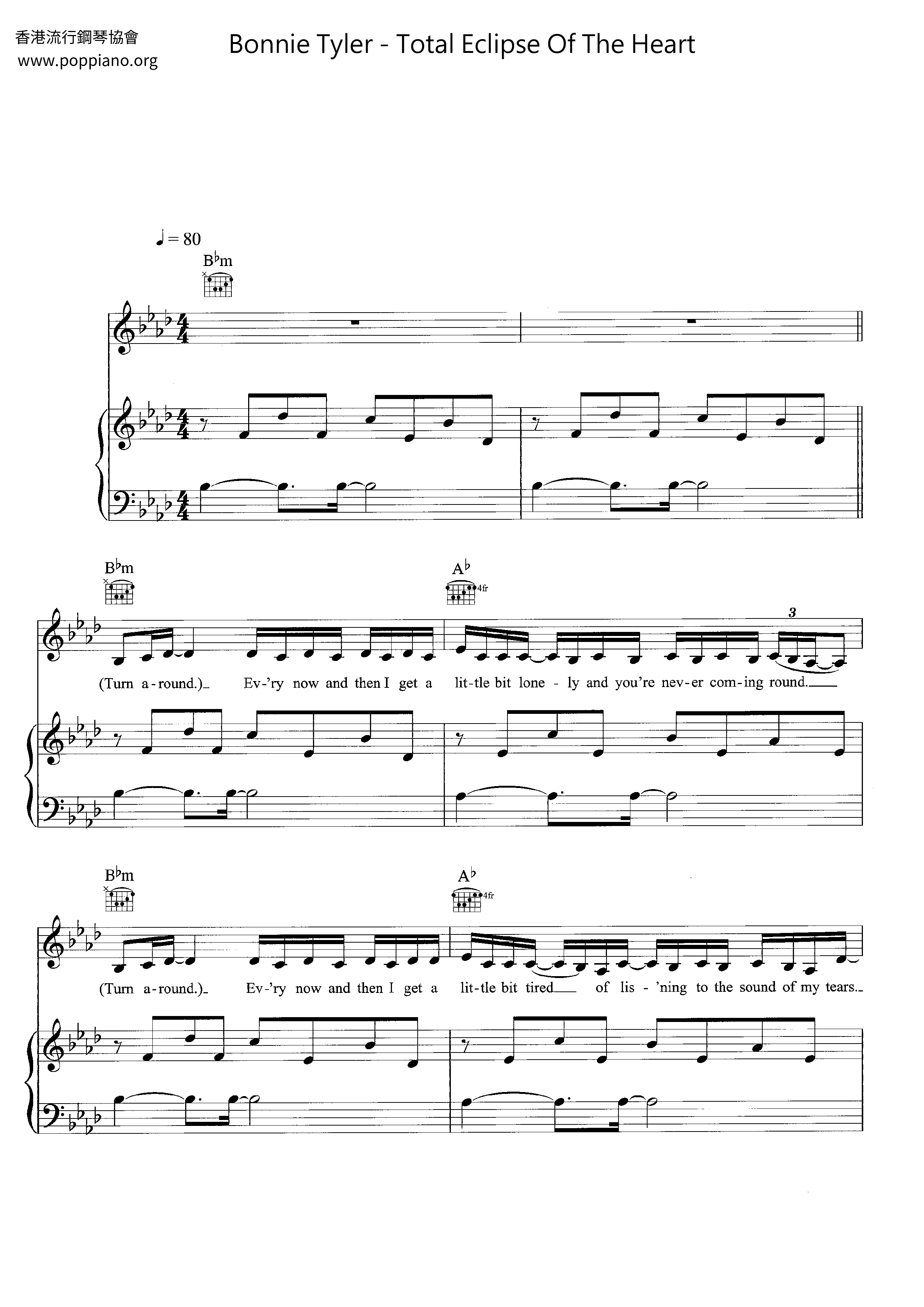 Bonnie Tyler-Total Eclipse Of The Heart Sheet Music pdf, - Free Score ...