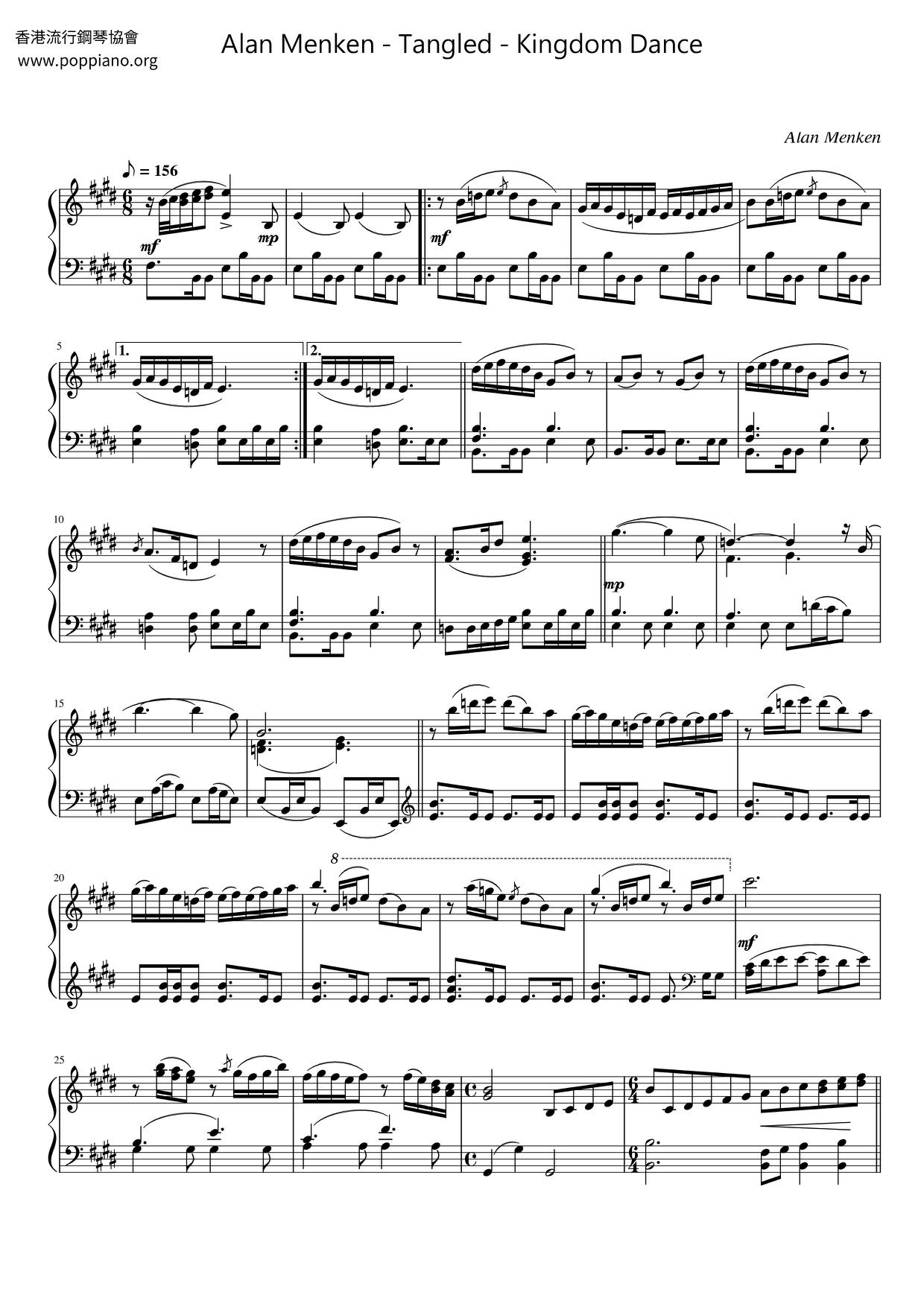 Movie Soundtrack-Tangled - Kingdom Dance Sheet Music pdf, - Free Score Download ★