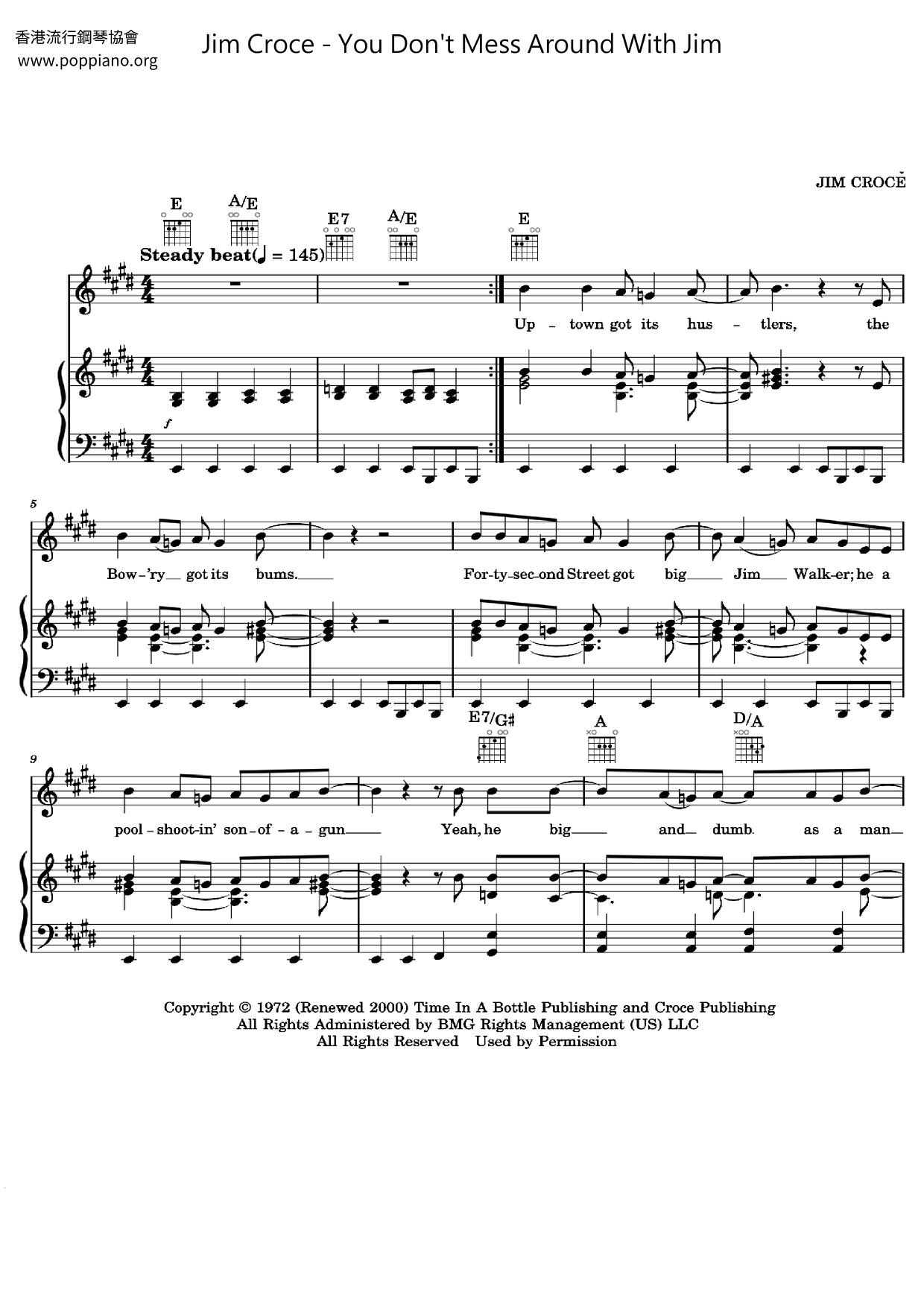 Jim Croce-You Don't Mess Around with Jim Sheet Music pdf, - Free Score ...