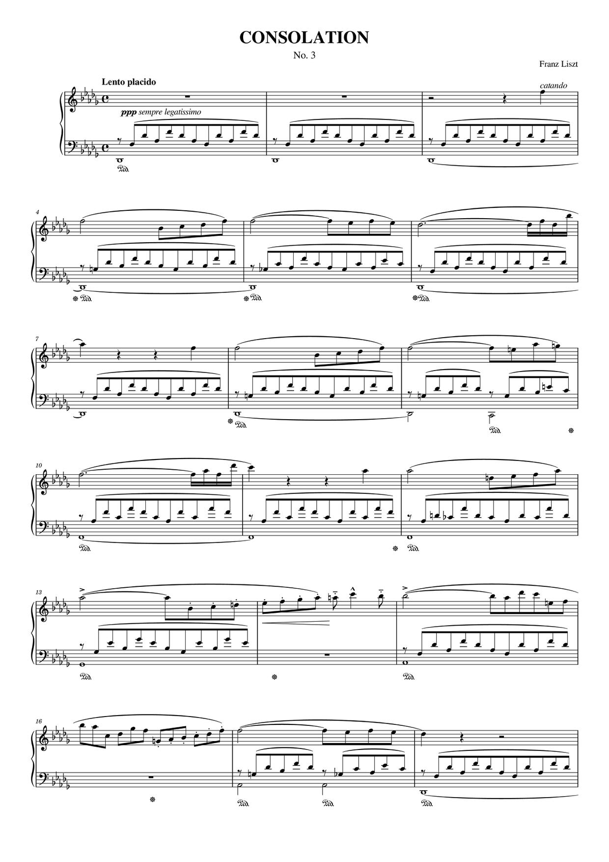 Liszt-Consolation No. 3 in D-Flat Major, S. 172 Sheet Music pdf, - Free ...