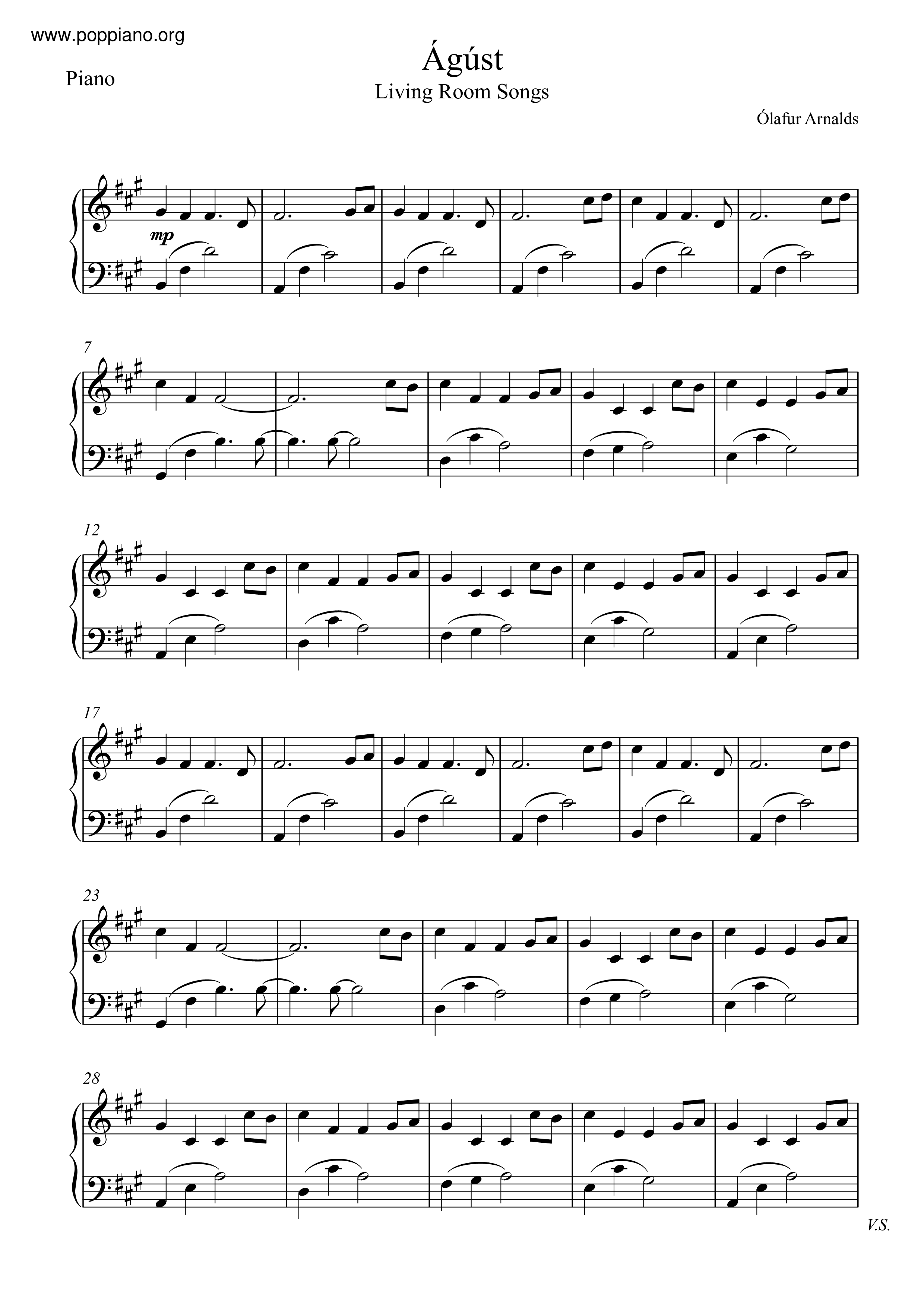 Olafur Arnalds-August Sheet Music pdf, - Free Score Download ★