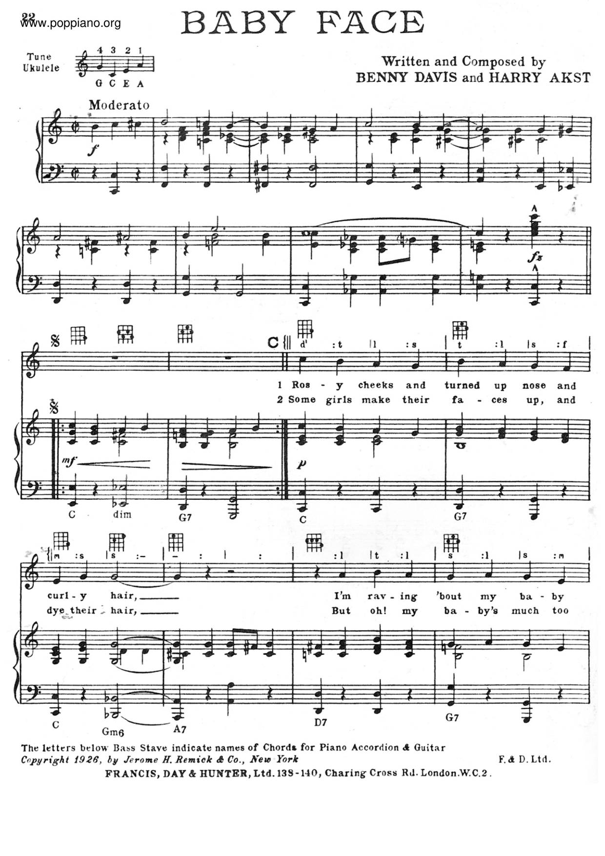 Baby Face- PDF琴譜免費下載 | 香港流行鋼琴協會 ★