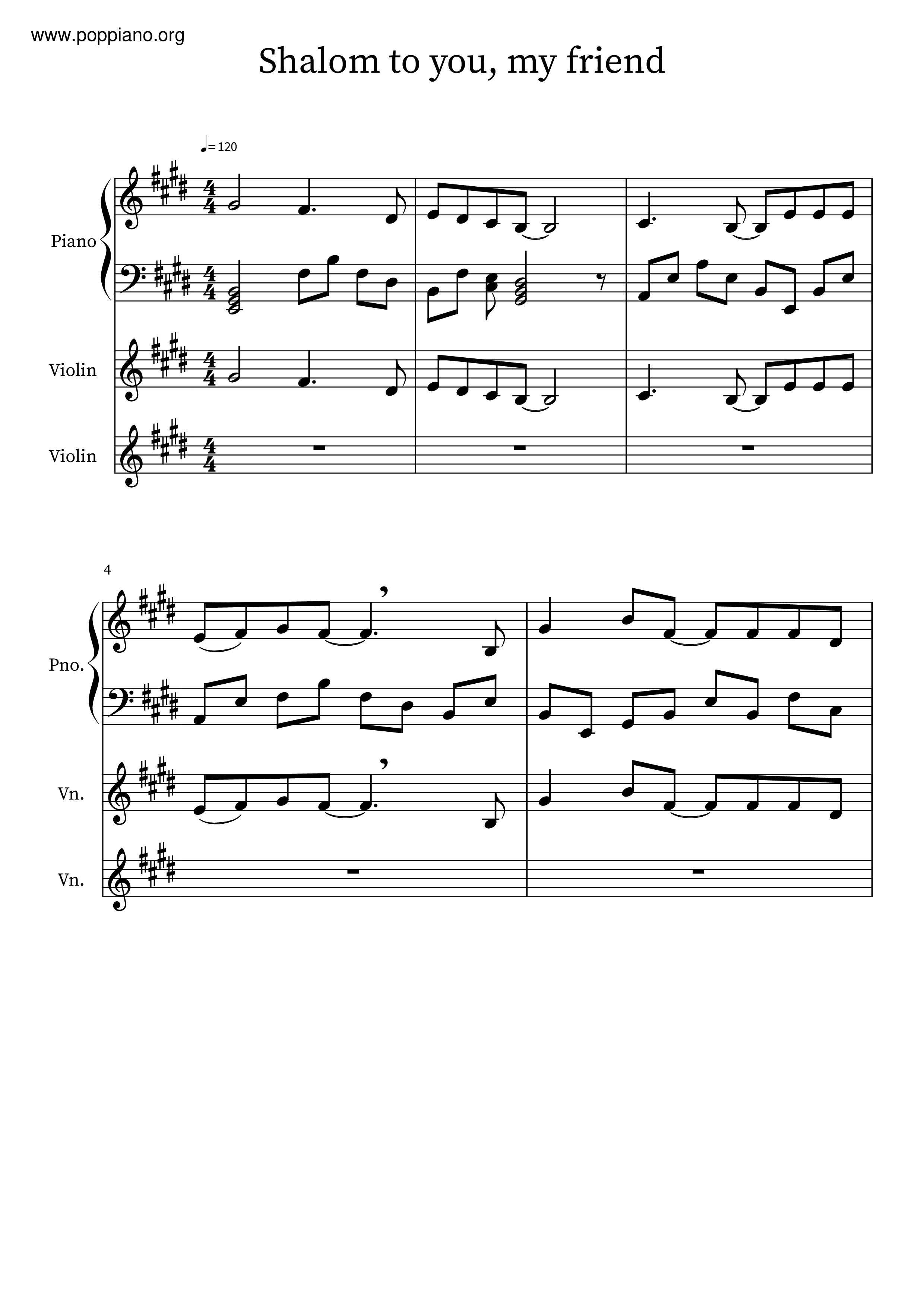 hymn-Shalom To You, My Friend Sheet Music pdf, - Free Score Download ★