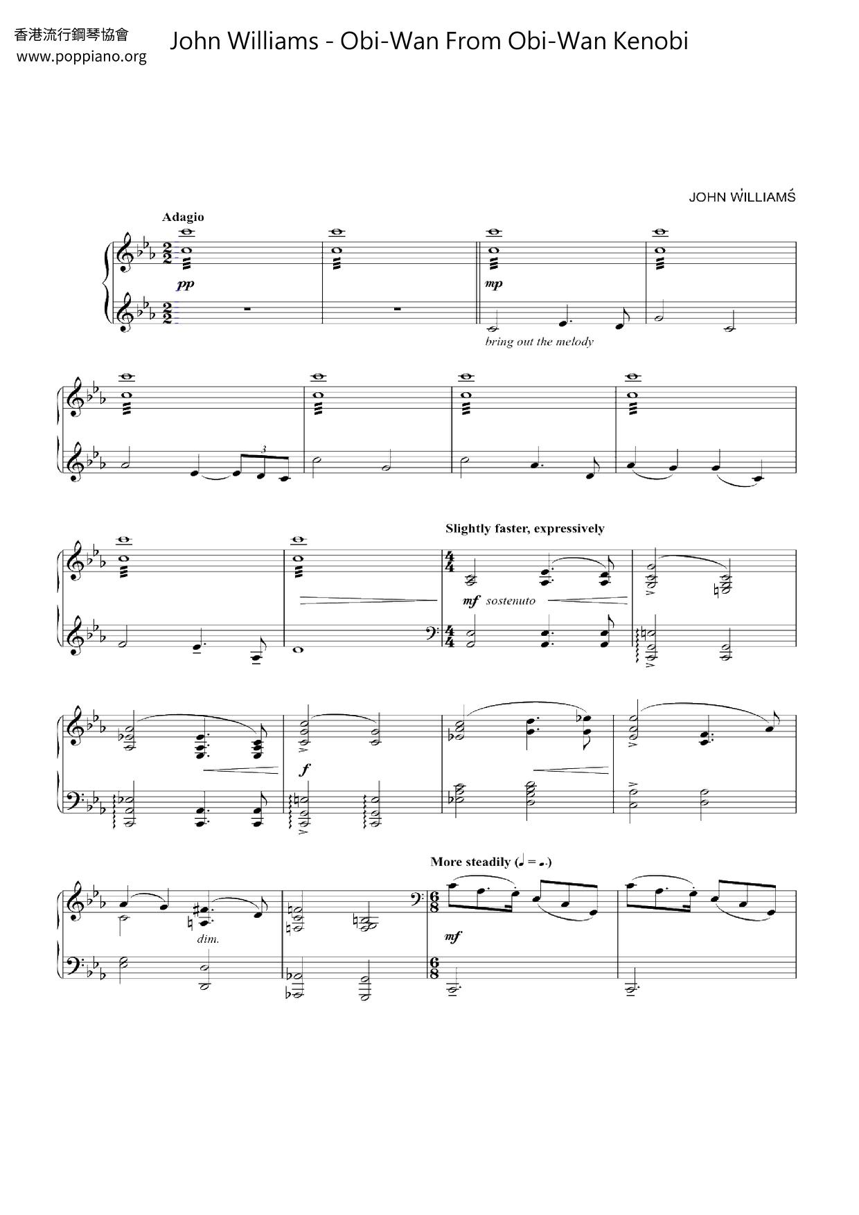 John Williams-Obi-Wan - From "Obi-Wan Kenobi" Sheet Music pdf, - Free ...