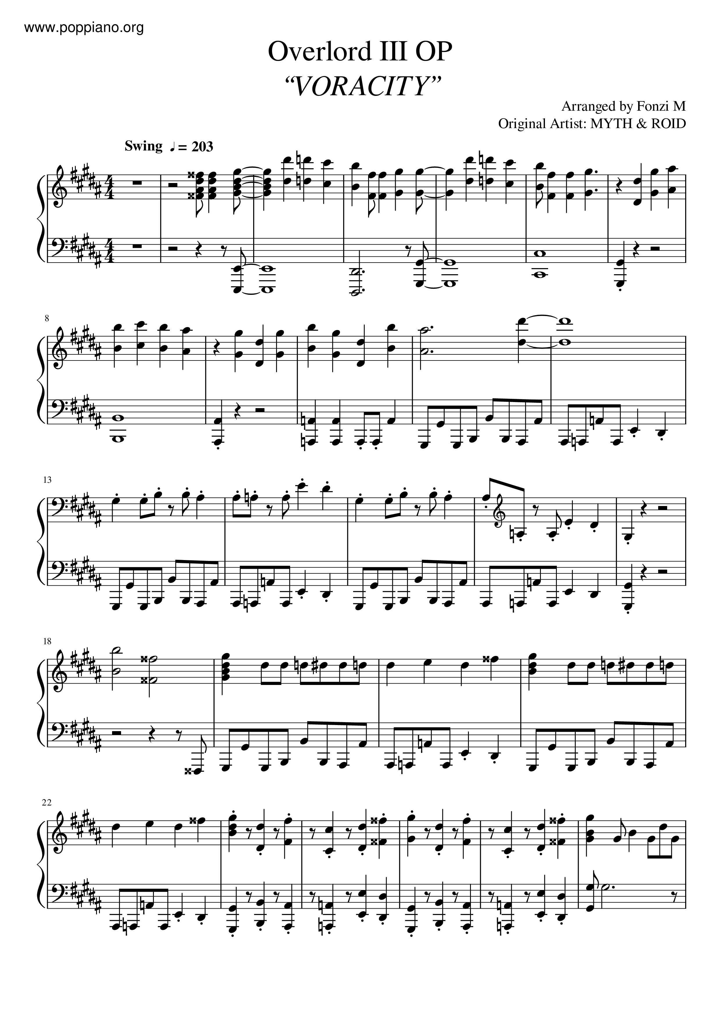 Myth & Roid-Overlord Season 3 OP - VORACITY Sheet Music pdf, - Free ...