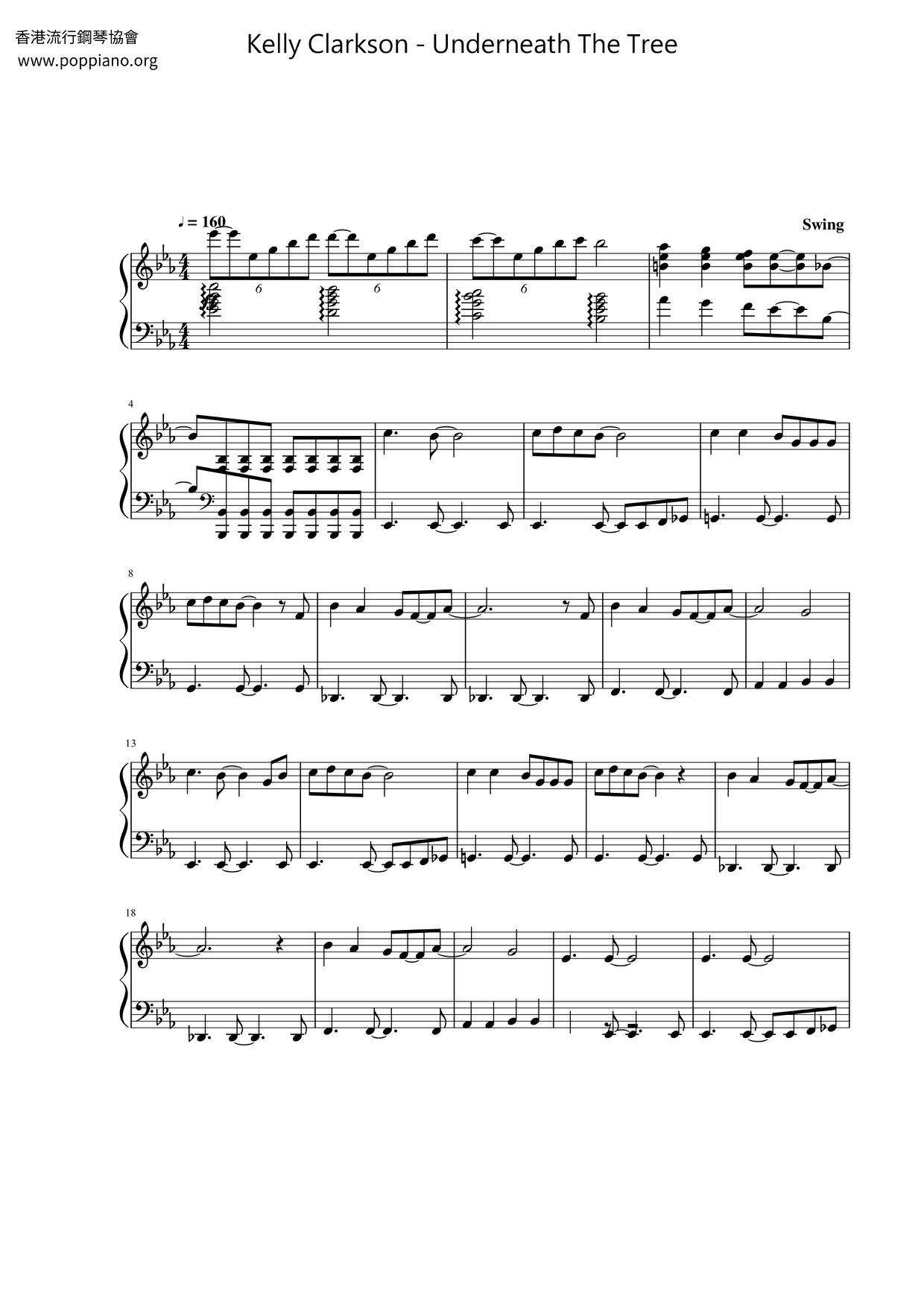 Kelly Clarkson-Underneath the Tree Sheet Music pdf, - Free Score Download ★