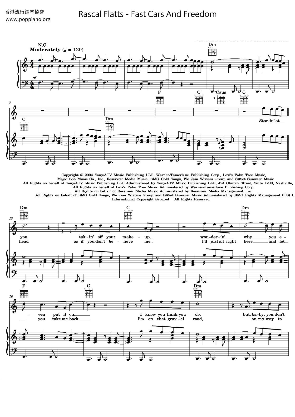 Rascal Flatts-Fast Cars And Freedom Sheet Music pdf, - Free Score ...