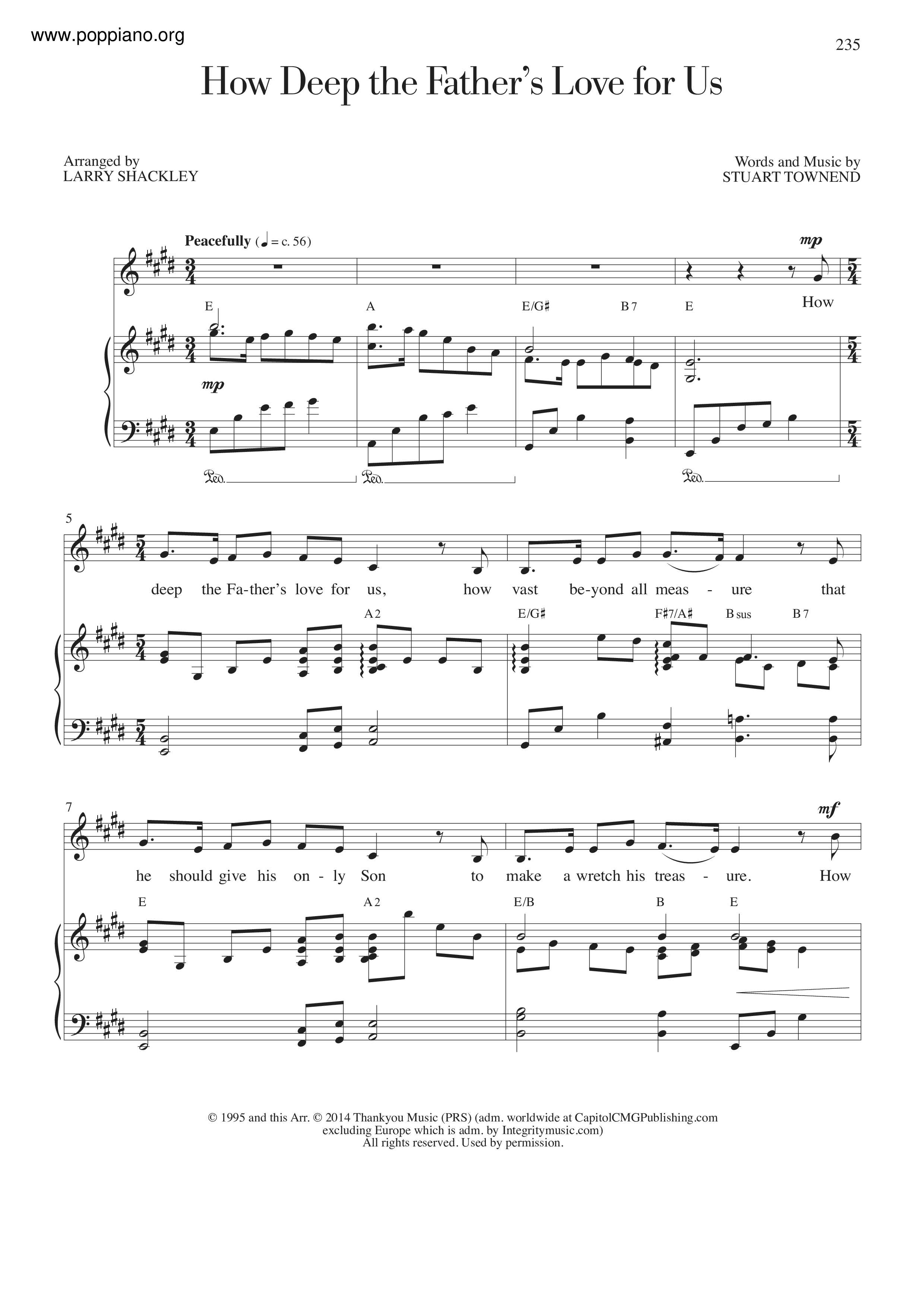 Hymn How Deep The Fathers Love For Us Sheet Music Pdf Free Score