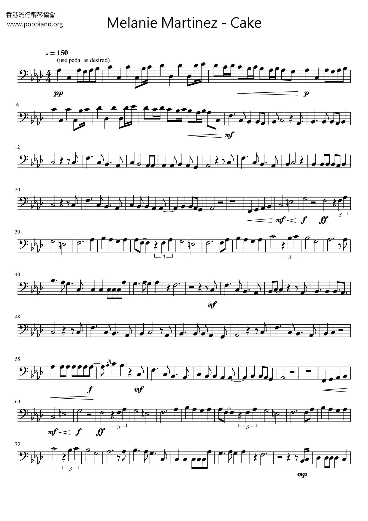 Melanie Martinez-Cake Sheet Music pdf, - Free Score Download ★
