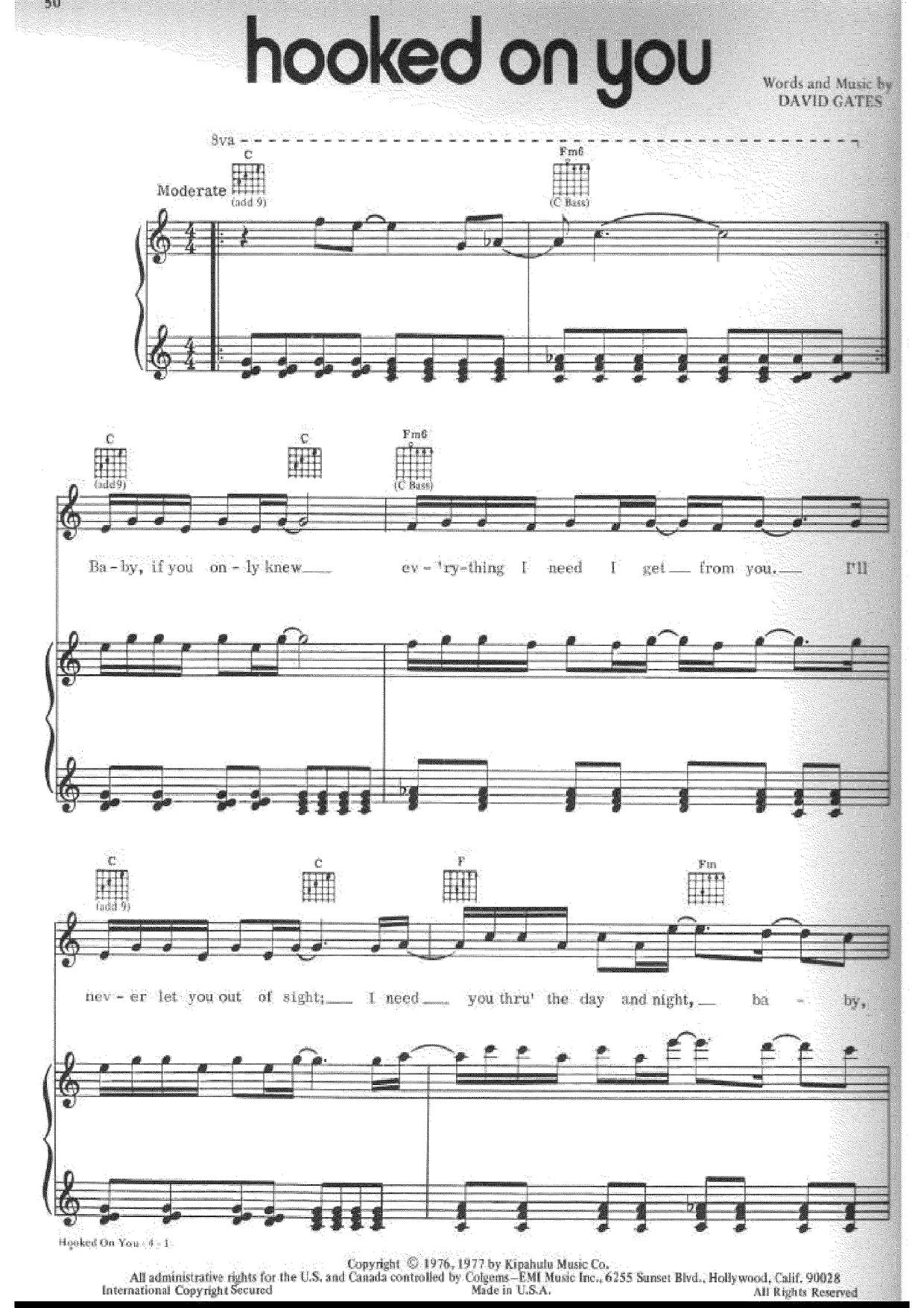Bread-Hooked On You Sheet Music pdf, - Free Score Download ★