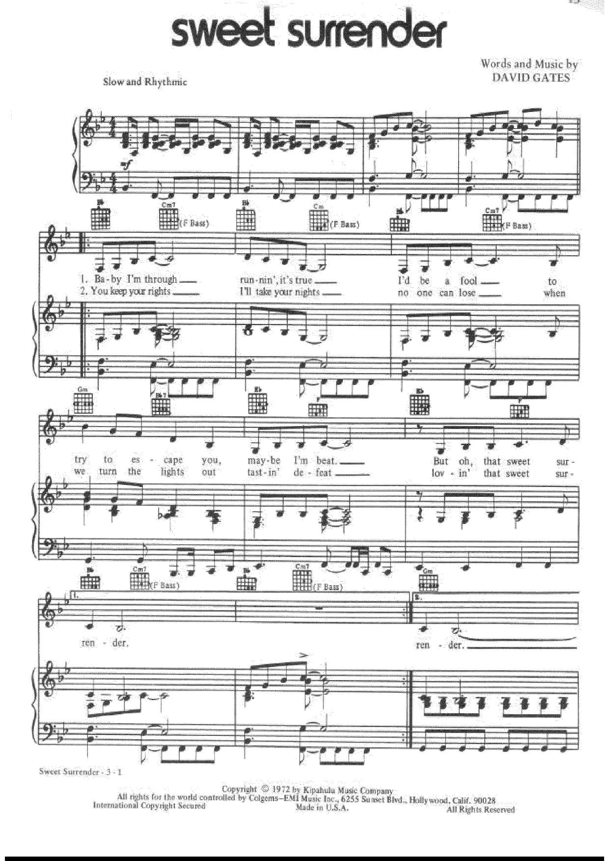 Bread-Sweet Surrender Sheet Music pdf, - Free Score Download ★