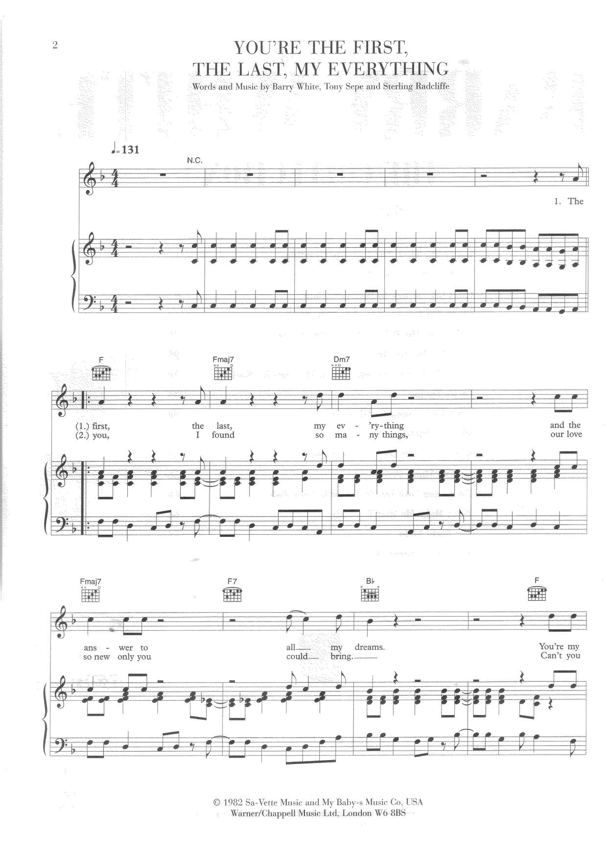 Barry White-You're The First, The Last, My Everything Sheet Music pdf, - Free Score Download ★