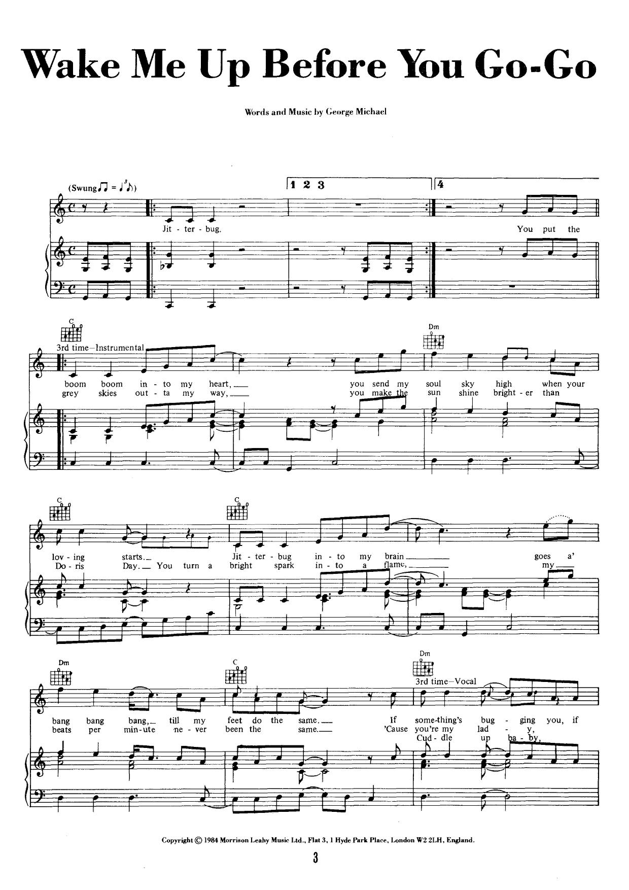 Wham!-Wake Me Up Before You Go-Go 琴譜pdf-香港流行鋼琴協會琴譜下載 ★