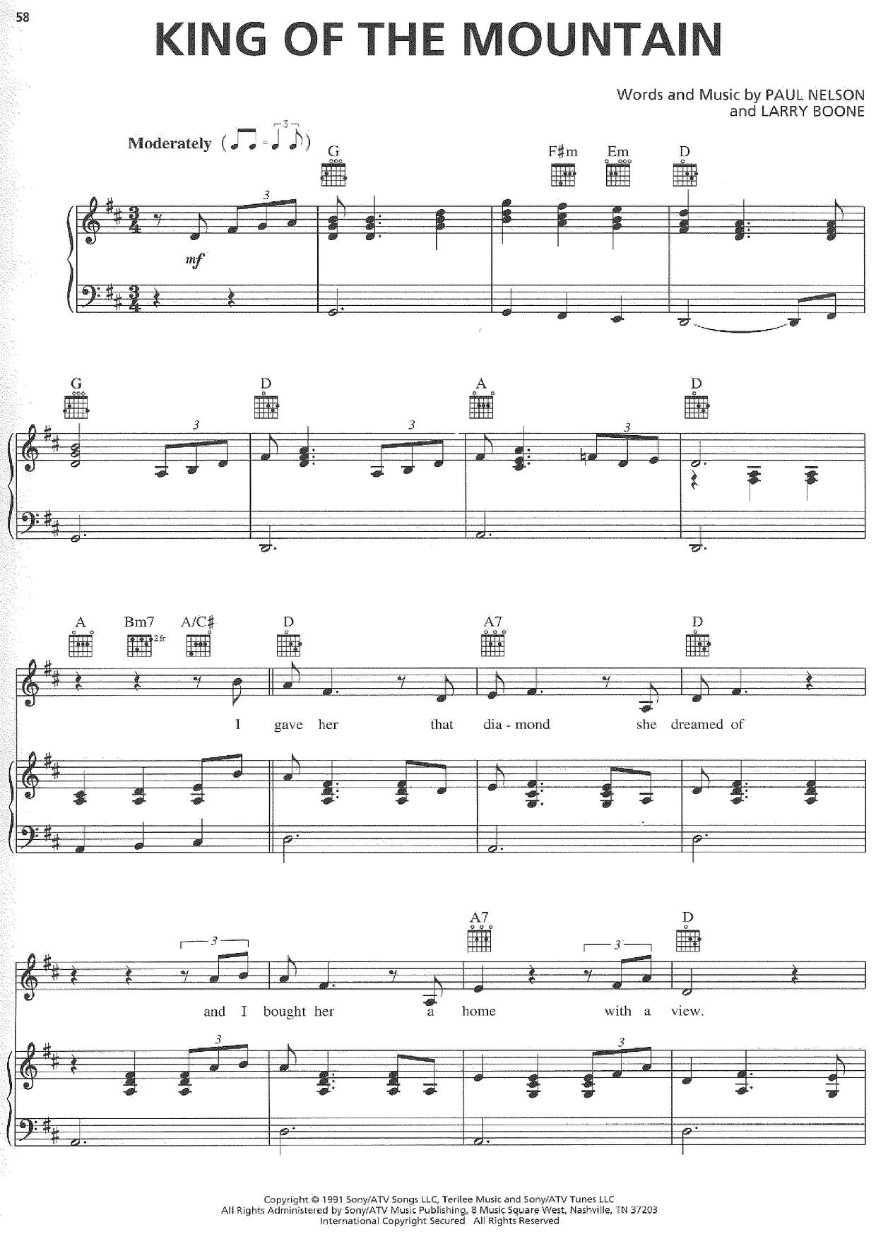 George Strait-King Of The Mountain 琴譜pdf-香港流行鋼琴協會琴譜下載 ★