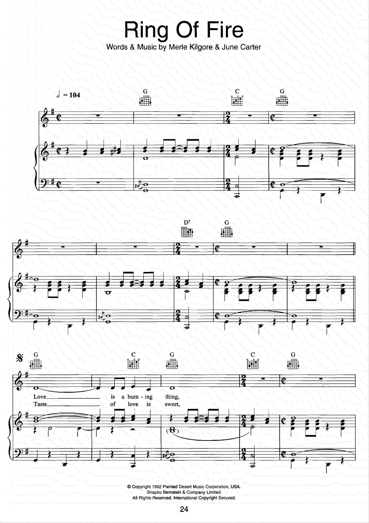 Ring Of Fire - Sheet Music / Piano Score Free PDF Download - HK Pop ...