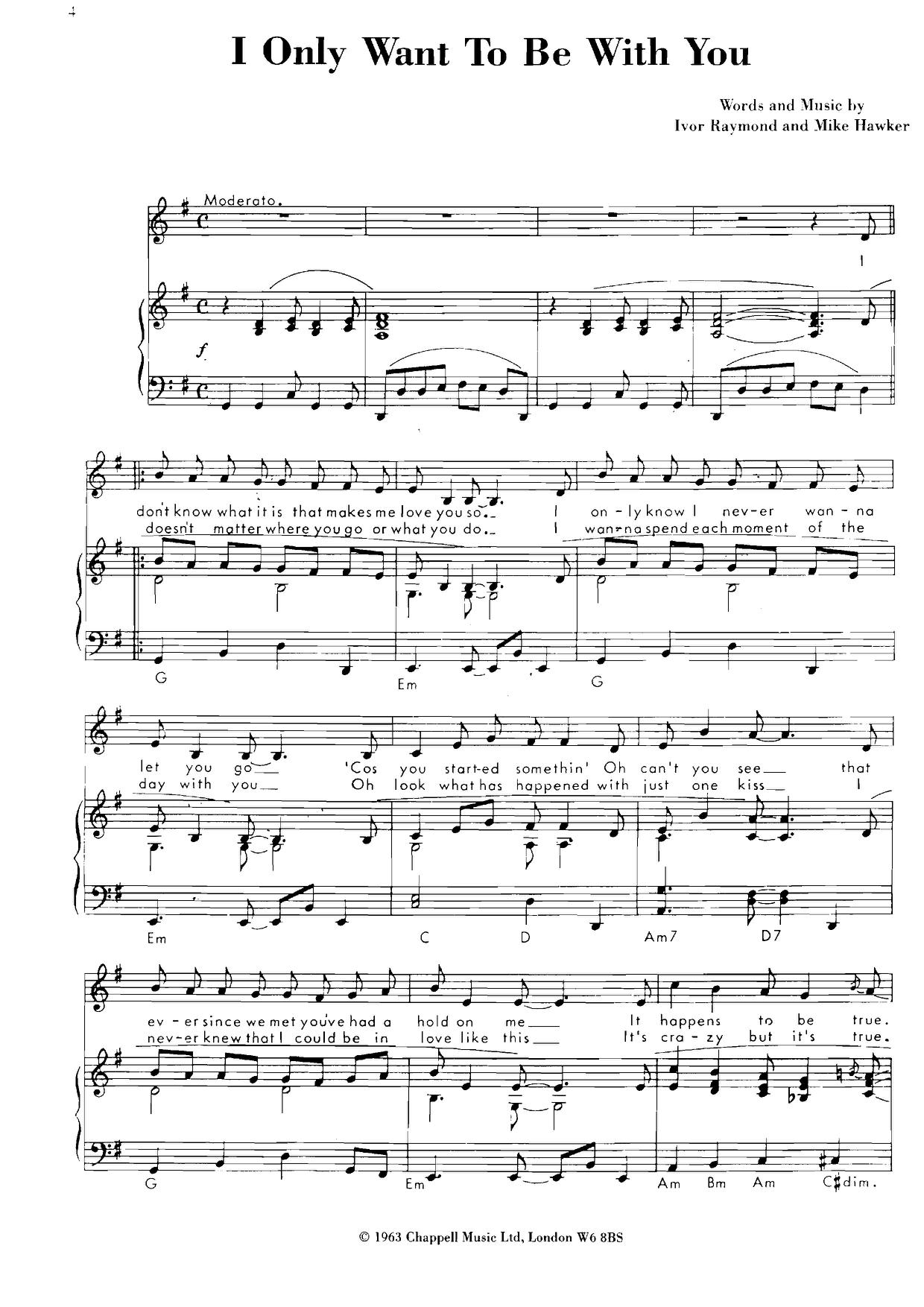 Dusty Springfield-I Only Want To Be With You 琴譜pdf-香港流行鋼琴協會琴譜下載 ★