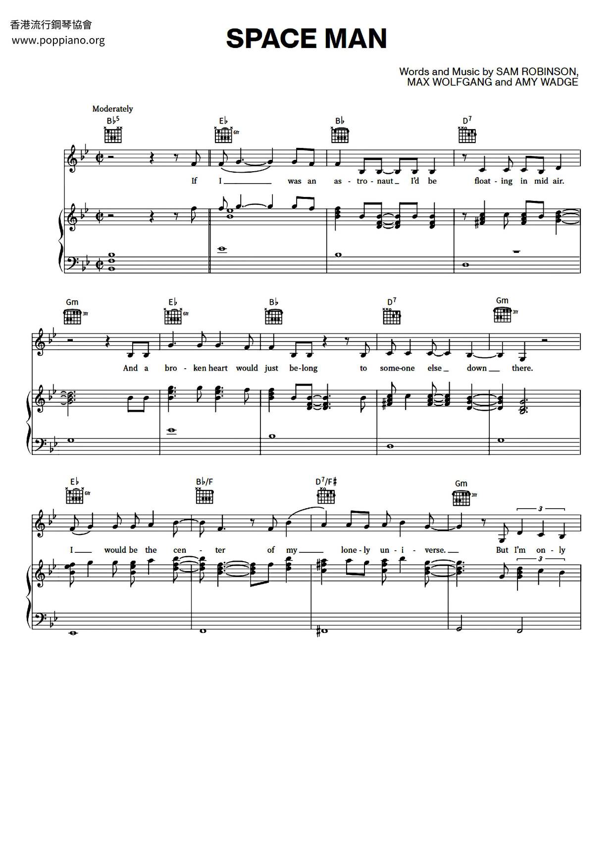 Sam Ryder-Space Man Sheet Music pdf, - Free Score Download ★