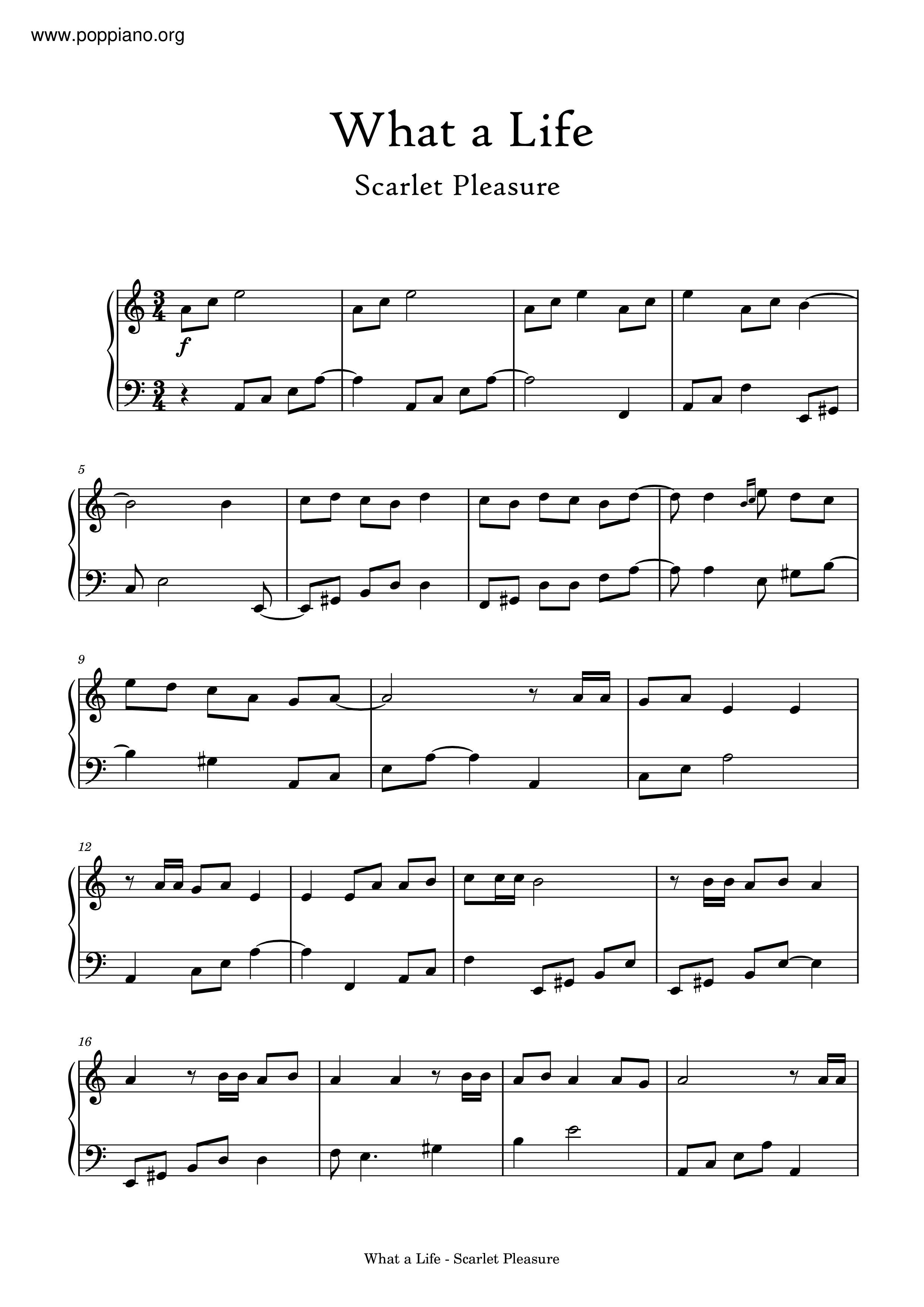 Scarlet Pleasure-What A Life Sheet Music pdf, - Free Score Download ★