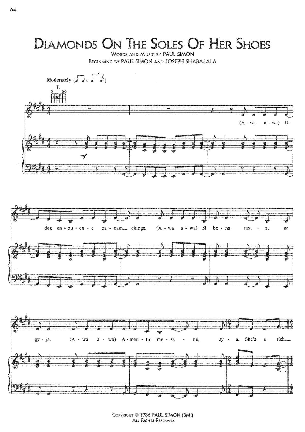 Hymn-Diamonds On The Soles Of Her Shoes Sheet Music pdf, - Free Score ...