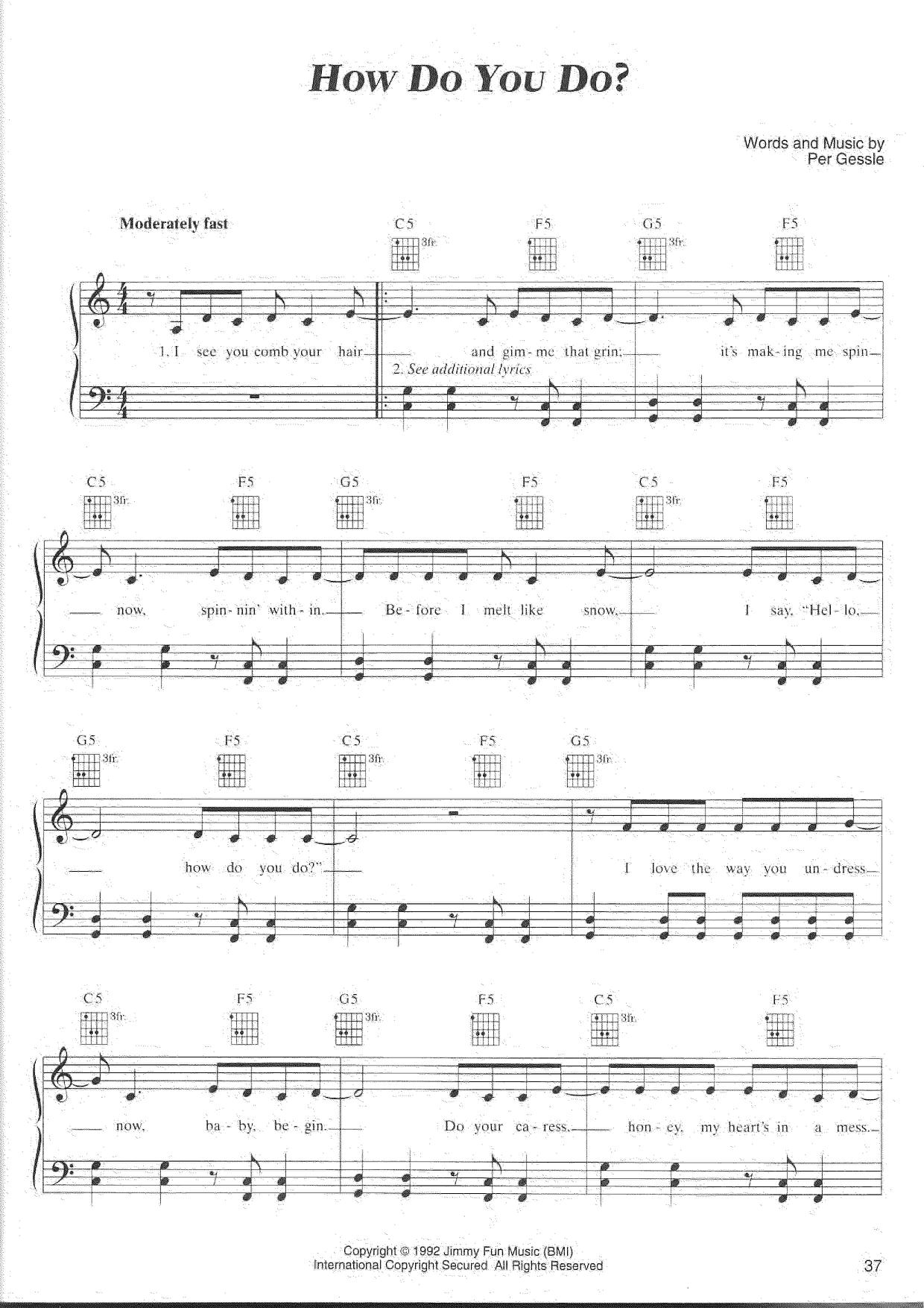 Roxette-How Do You Do! Sheet Music pdf, - Free Score Download ★