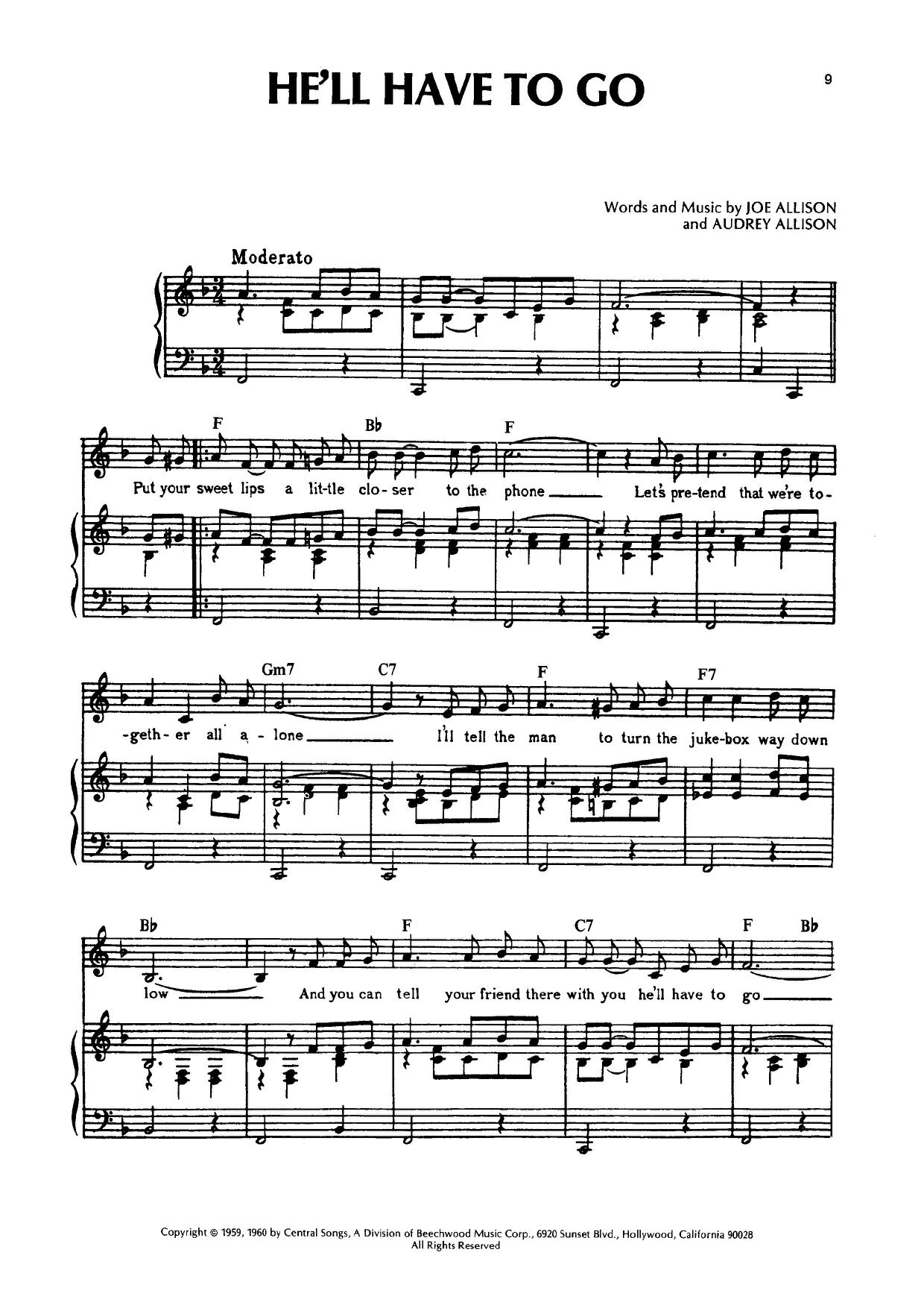 Jim Reeves-He'll Have To Go 琴譜pdf-香港流行鋼琴協會琴譜下載 ★