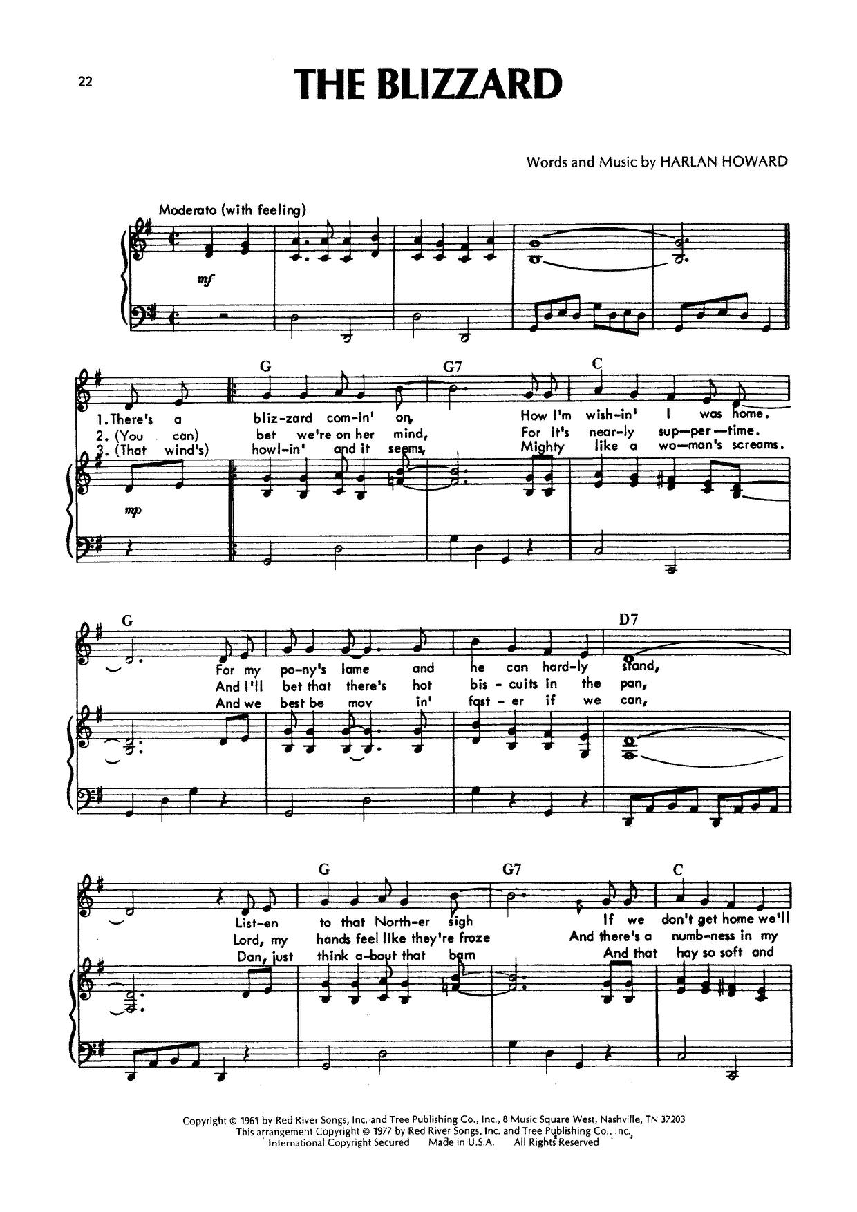 Jim Reeves-The Blizzard Sheet Music pdf, - Free Score Download ★