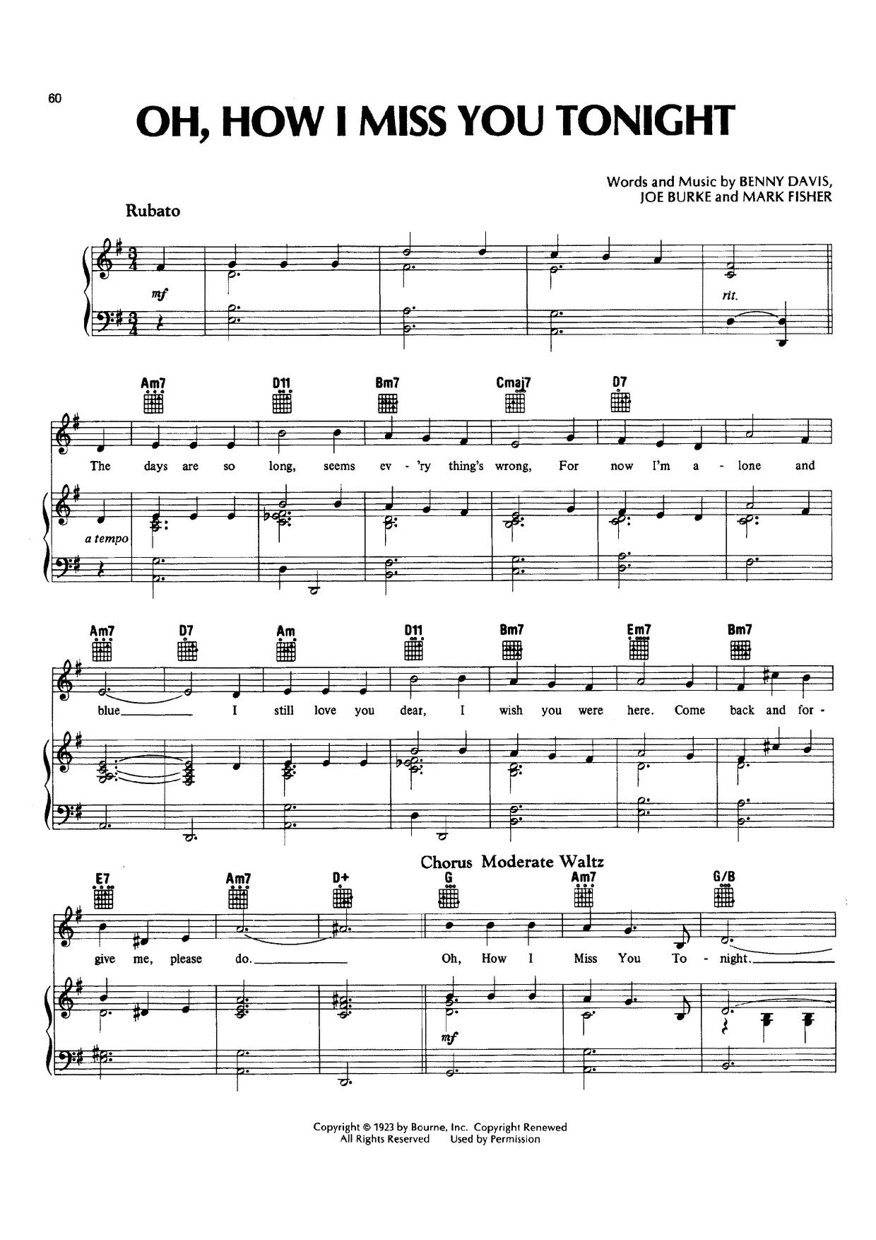 Jim Reeves-Oh, How I Miss You Tonight Sheet Music pdf, - Free Score ...