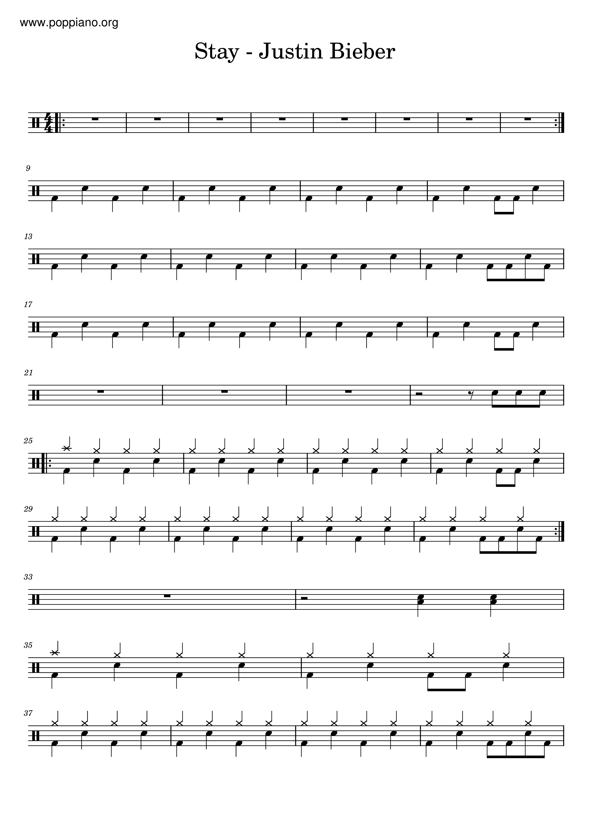 The Kid LAROI, Justin Bieber-Stay 鼓譜pdf-香港流行鋼琴協會琴譜下載 ★