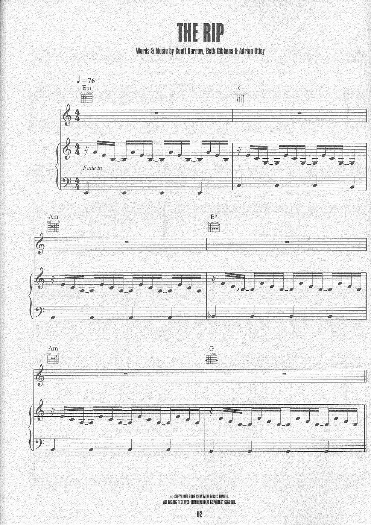 Portishead-The Rip Sheet Music pdf, - Free Score Download ★