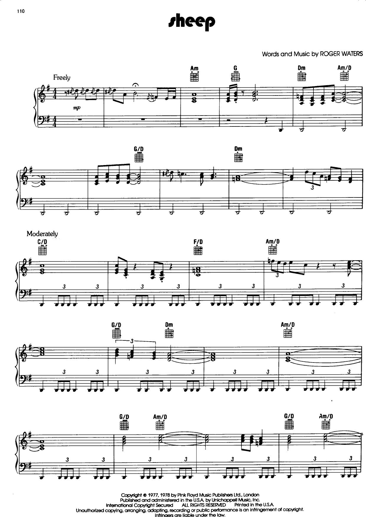 Pink Floyd-Sheep Sheet Music pdf, - Free Score Download ★