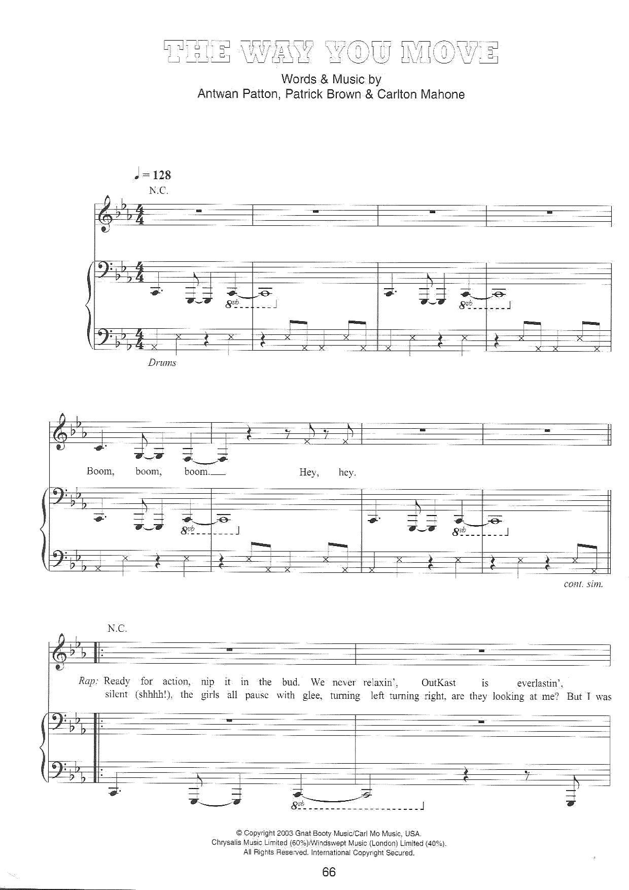 Outkast-The Way You Move (Feat. Sleepy Brown) Sheet Music pdf, - Free ...