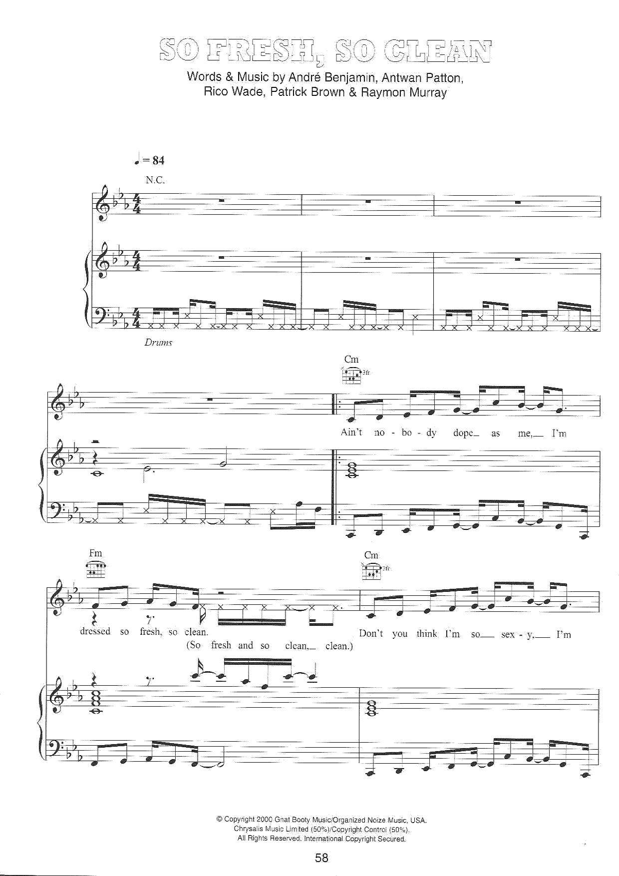Outkast-So Fresh, So Clean Sheet Music pdf, - Free Score Download ★