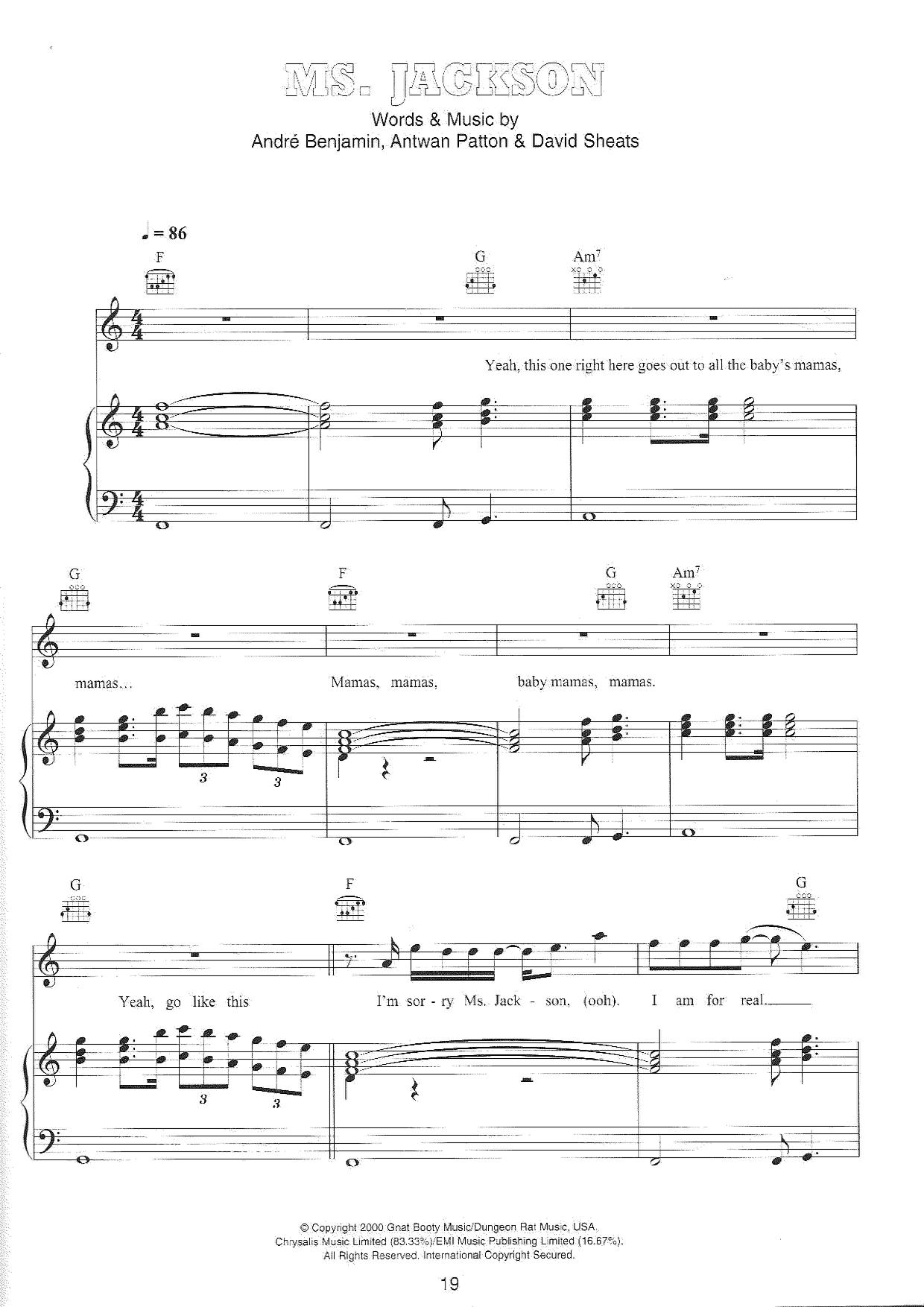 ms. jackson- PDF琴譜免費下載 | 香港流行鋼琴協會 ★