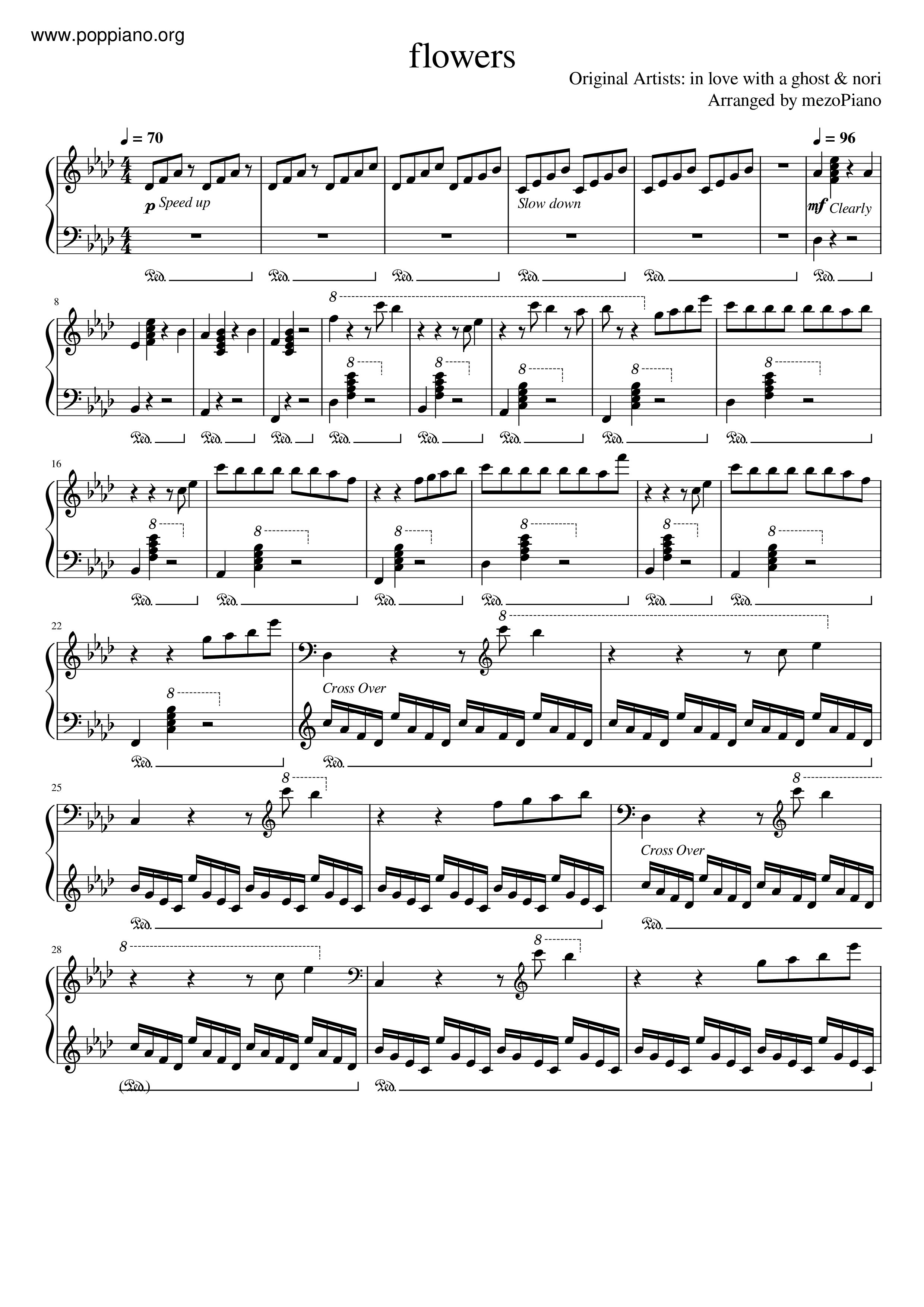 Flowers | Sheet Music | Piano Score Free PDF Download | HK Pop Piano ...