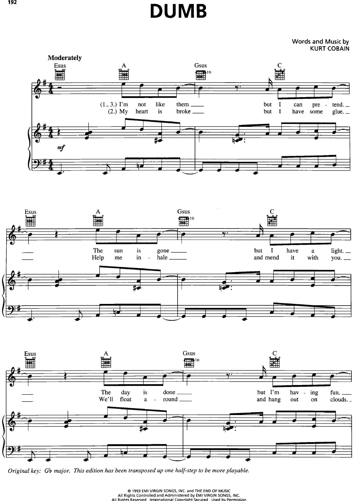 Nirvana-Dumb Sheet Music pdf, - Free Score Download ★