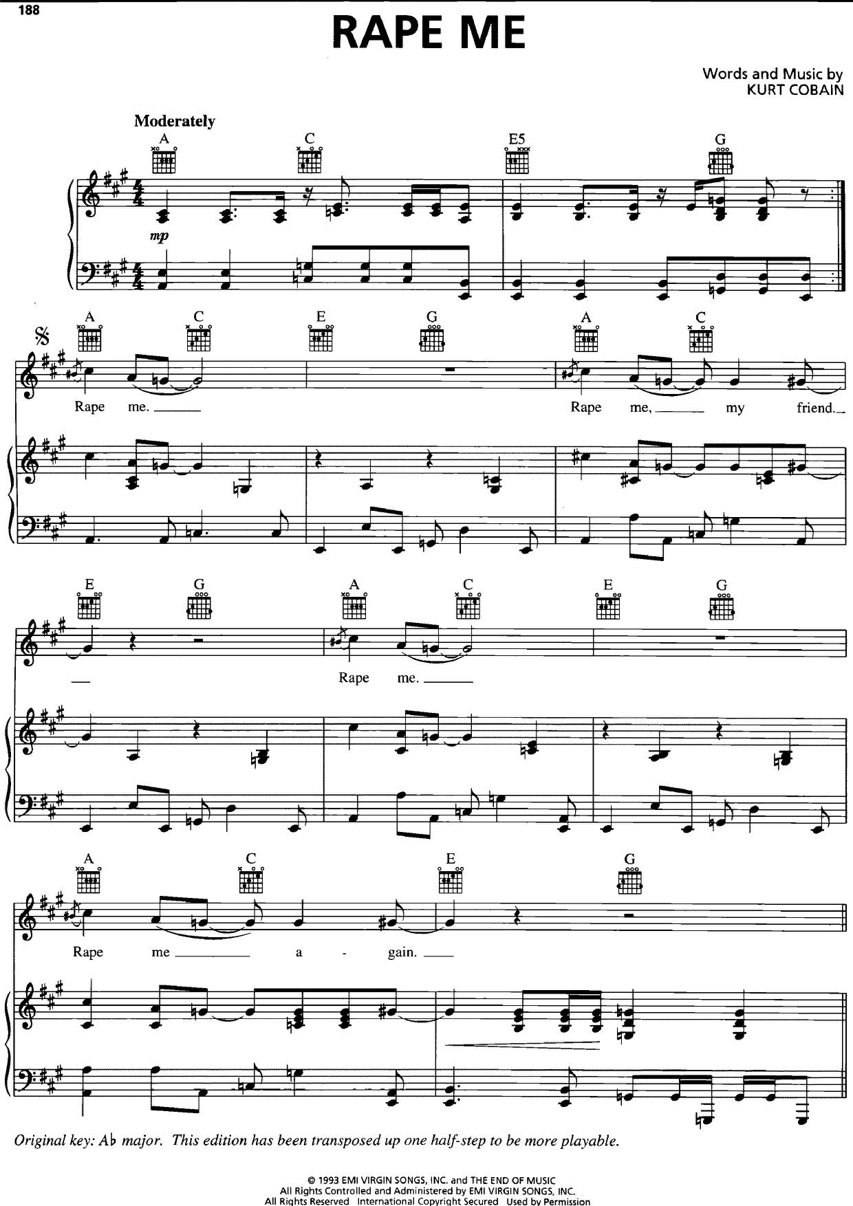 Nirvana-Rape Me Sheet Music pdf, - Free Score Download ★