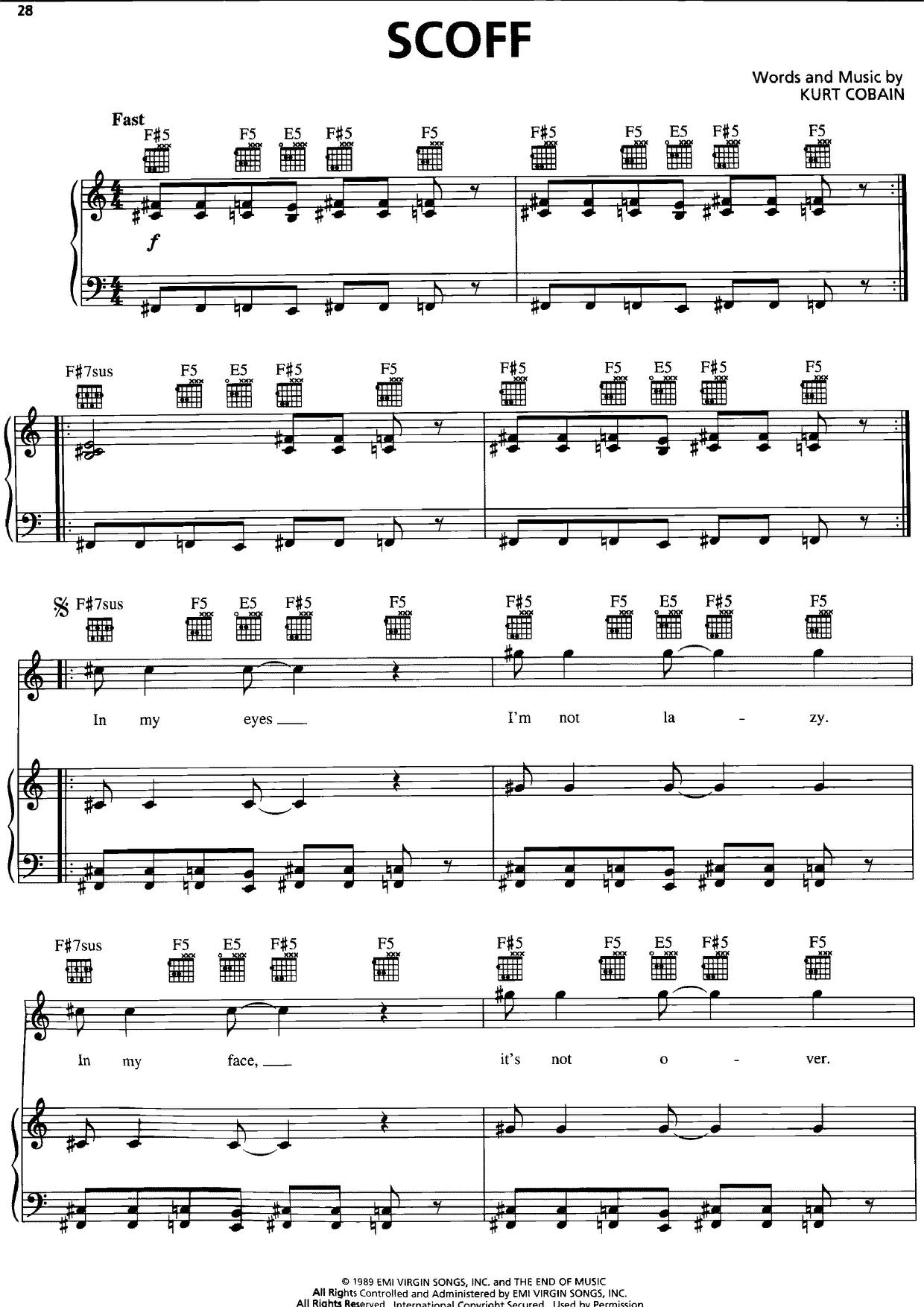 Nirvana-Scoff Sheet Music pdf, - Free Score Download ★