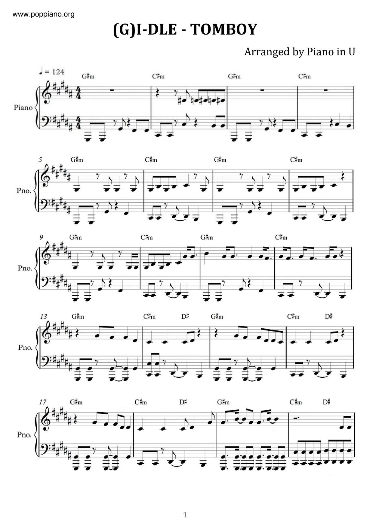 G)I-DLE-Tomboy Sheet Music pdf, (ジー・アイドゥル) - Free Score Download ★